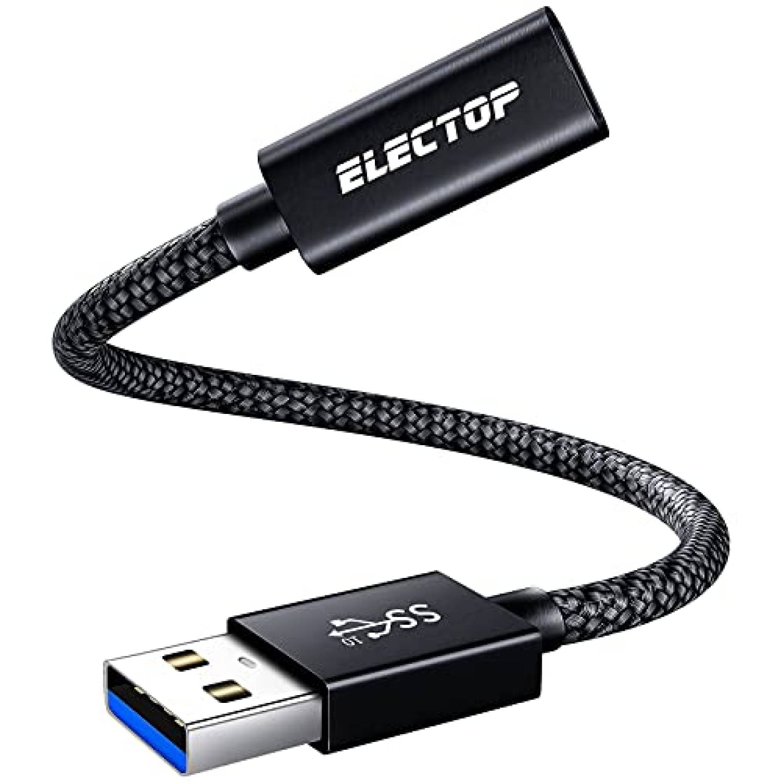 Cable entrada USB C macho a hembra ELECTOP 10gbps -Negro