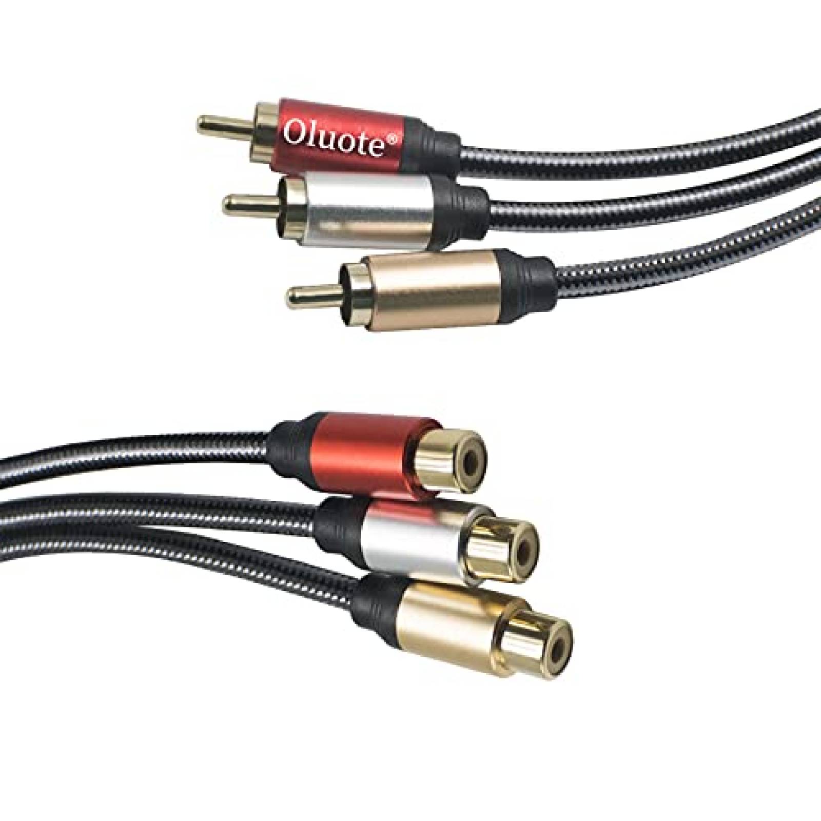 Calbe Audio Oluote RCA Macho-Hembra Vidrio DVD VCD -Negro