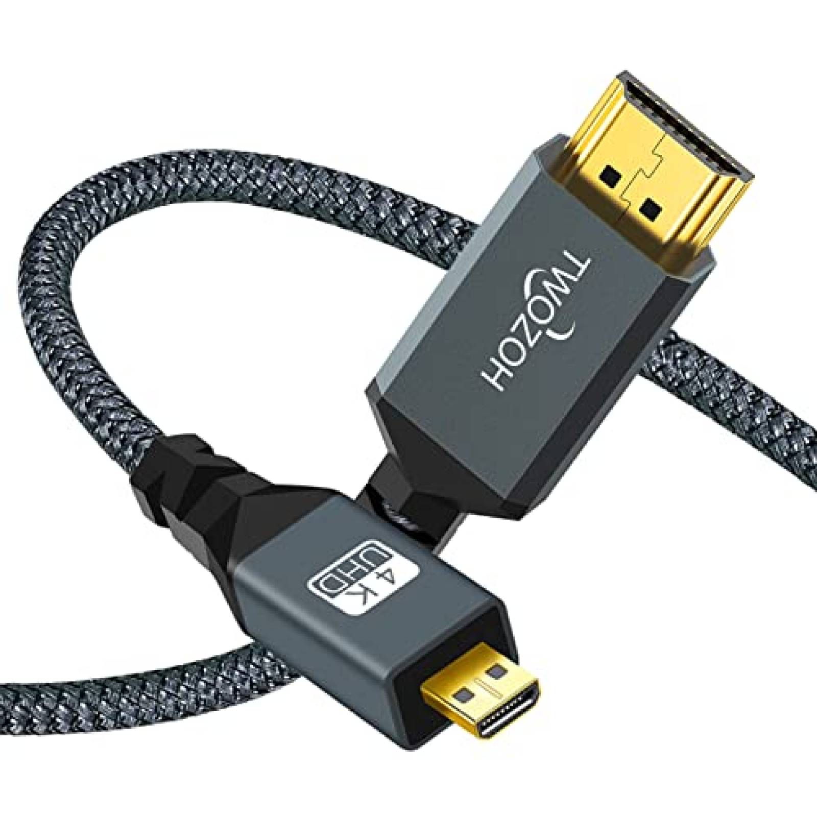Cable de HDMI Twozoh 4K Micro de 15ft alta velocidad -Negro