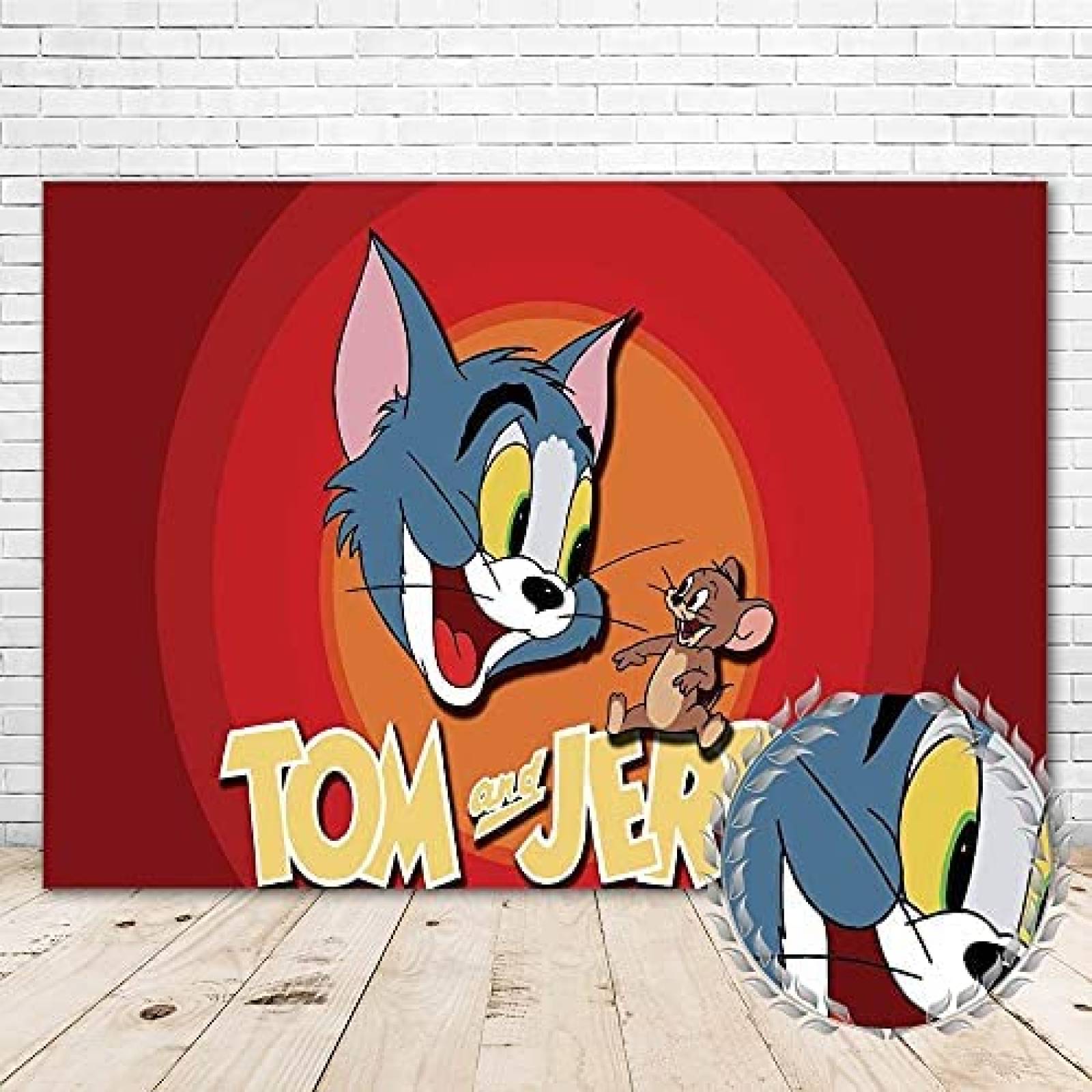Telon de Fondo YouRan Tom & Jerry 7x5ft de Vinilo -Rojo