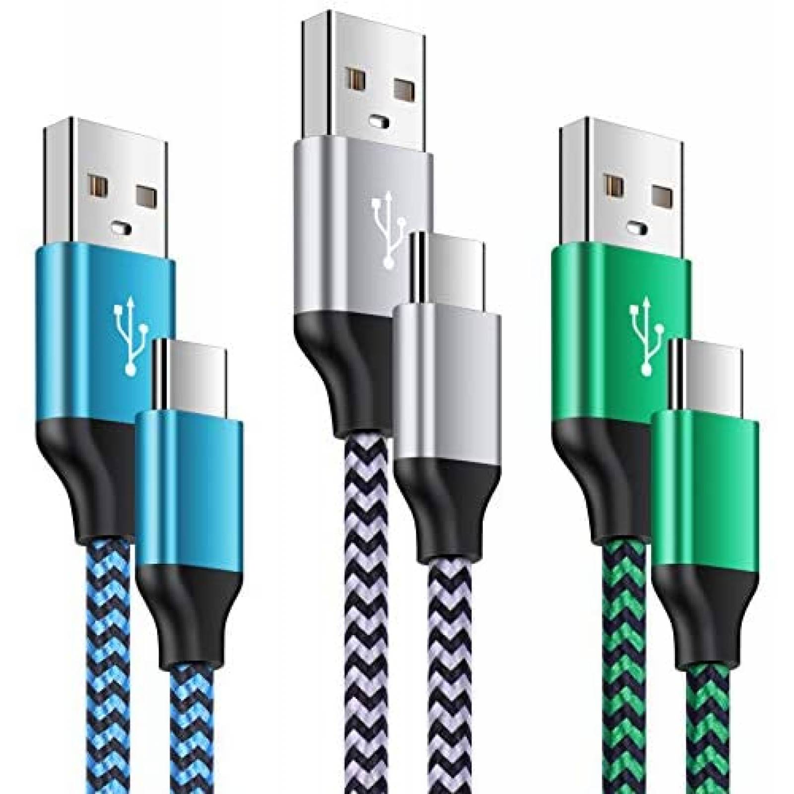 Pack cable entrada USB C HopePow x3 -Verde/azul/gris