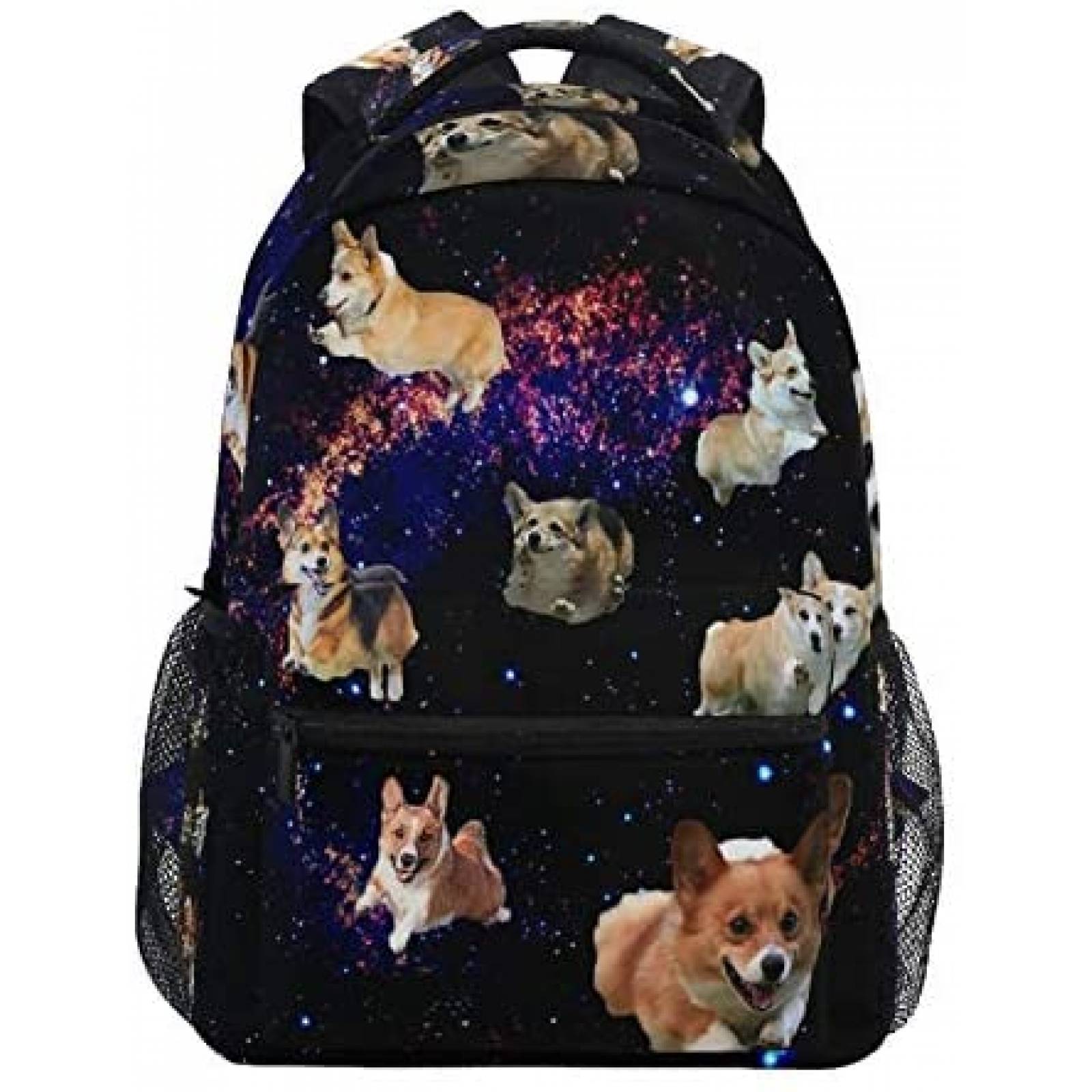 Mochila Granbey Galaxy Welsh Corgis impermeable -Negro