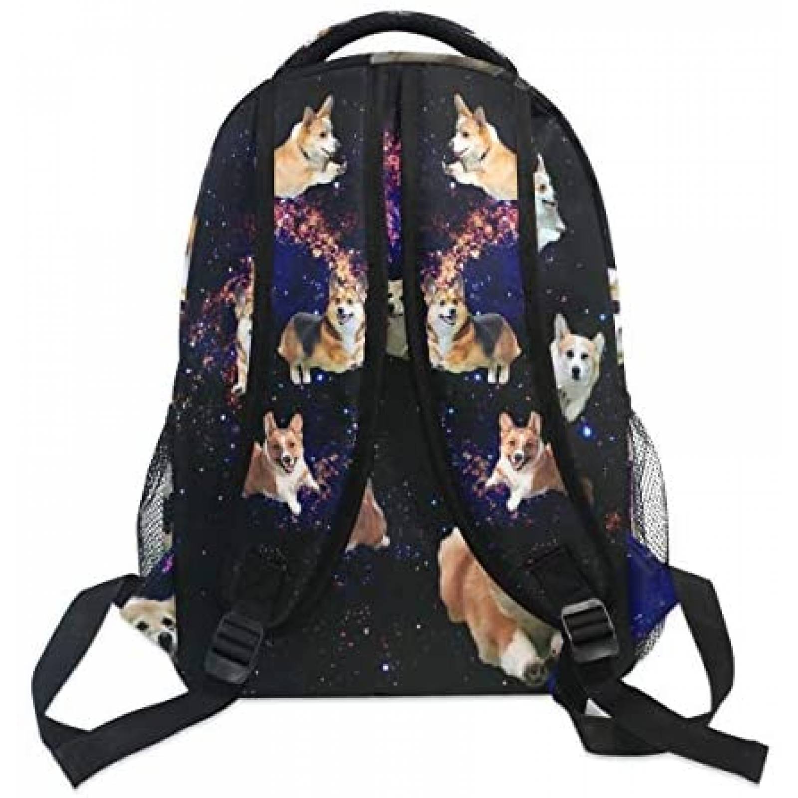 Mochila Granbey Galaxy Welsh Corgis impermeable -Negro