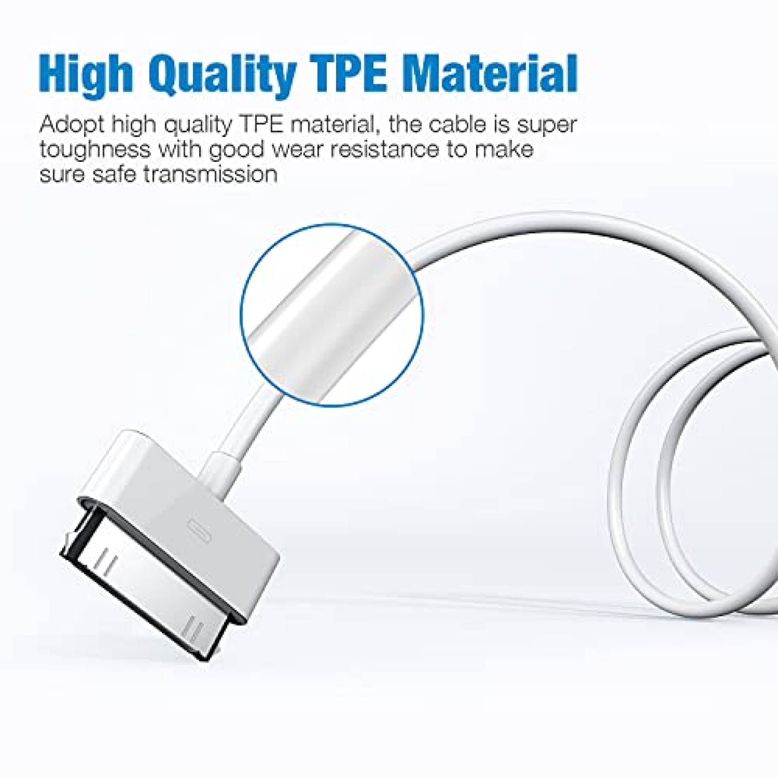 Cable sarmert Carga USB Tipo A 30 Pines 4 ft -Blanco