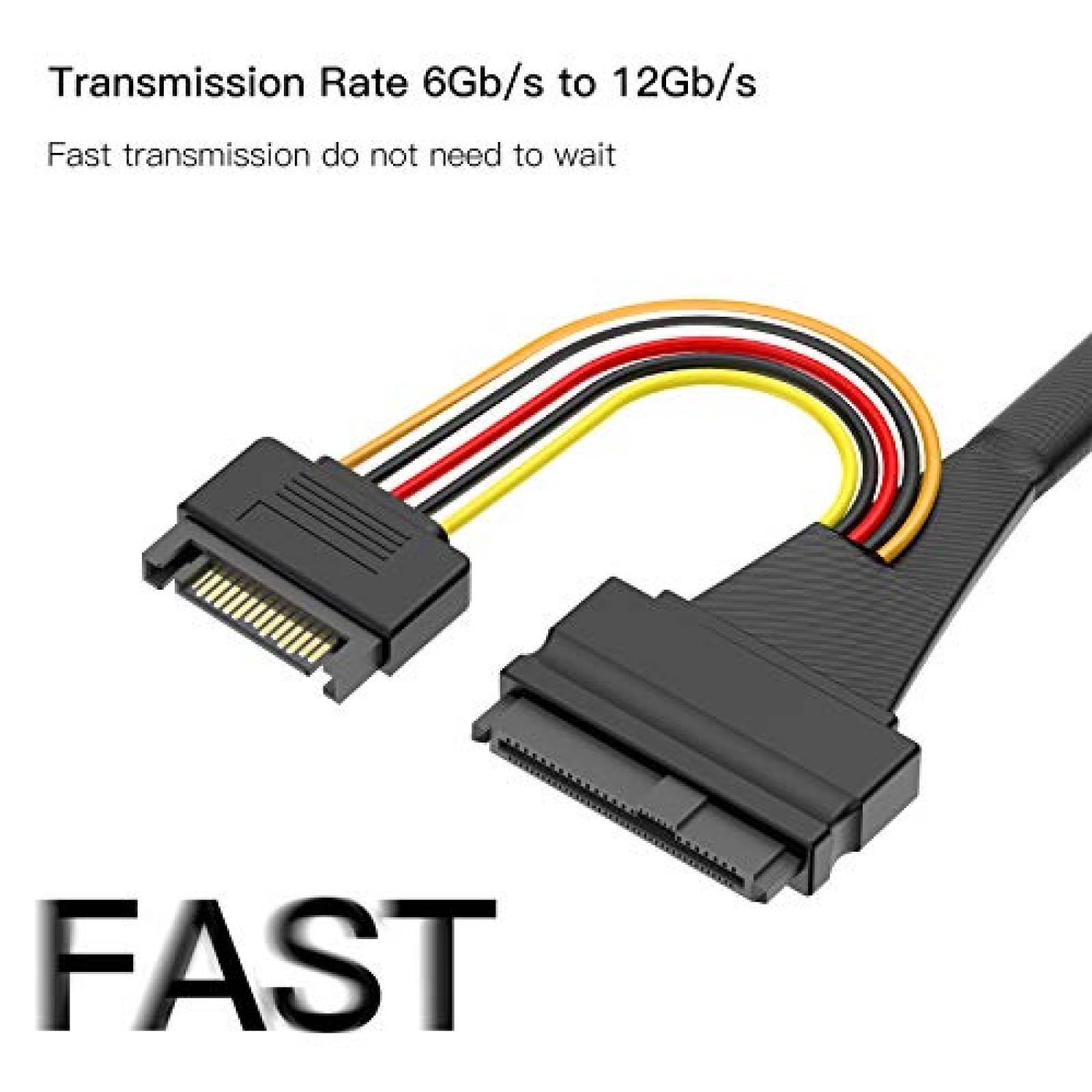 Cable interno WORDIMA de 12 Gb/s HD Mini de 1.6ft -Negro
