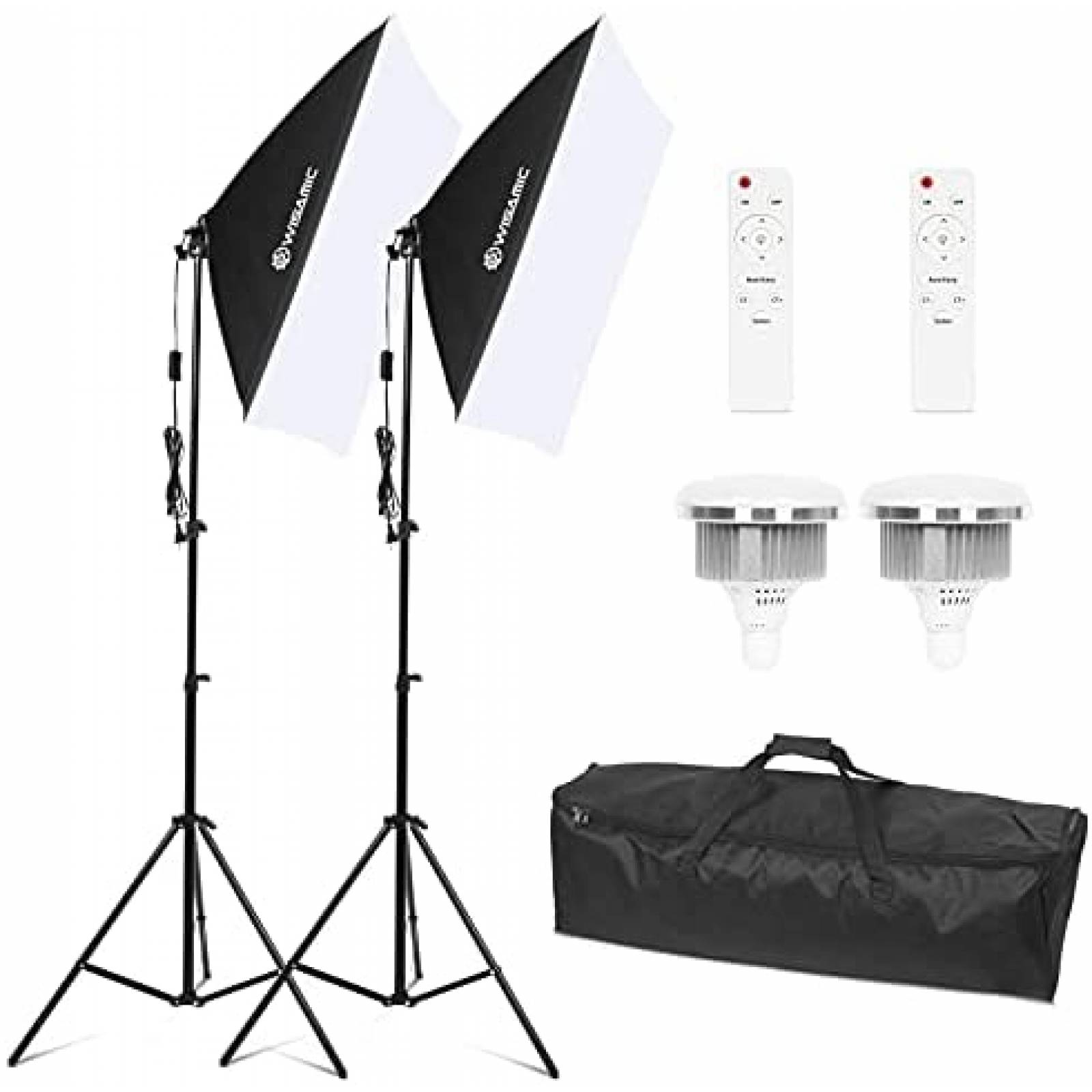 Kit de Softbox Wisamic 20"X28" 2 Pzs con Accesorios -Negro