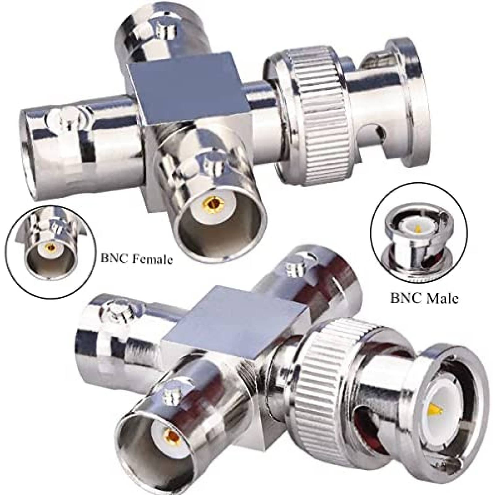 Conector TUOLNK 2 Pzs BNC Macho a 3 Hembra Jack T RF