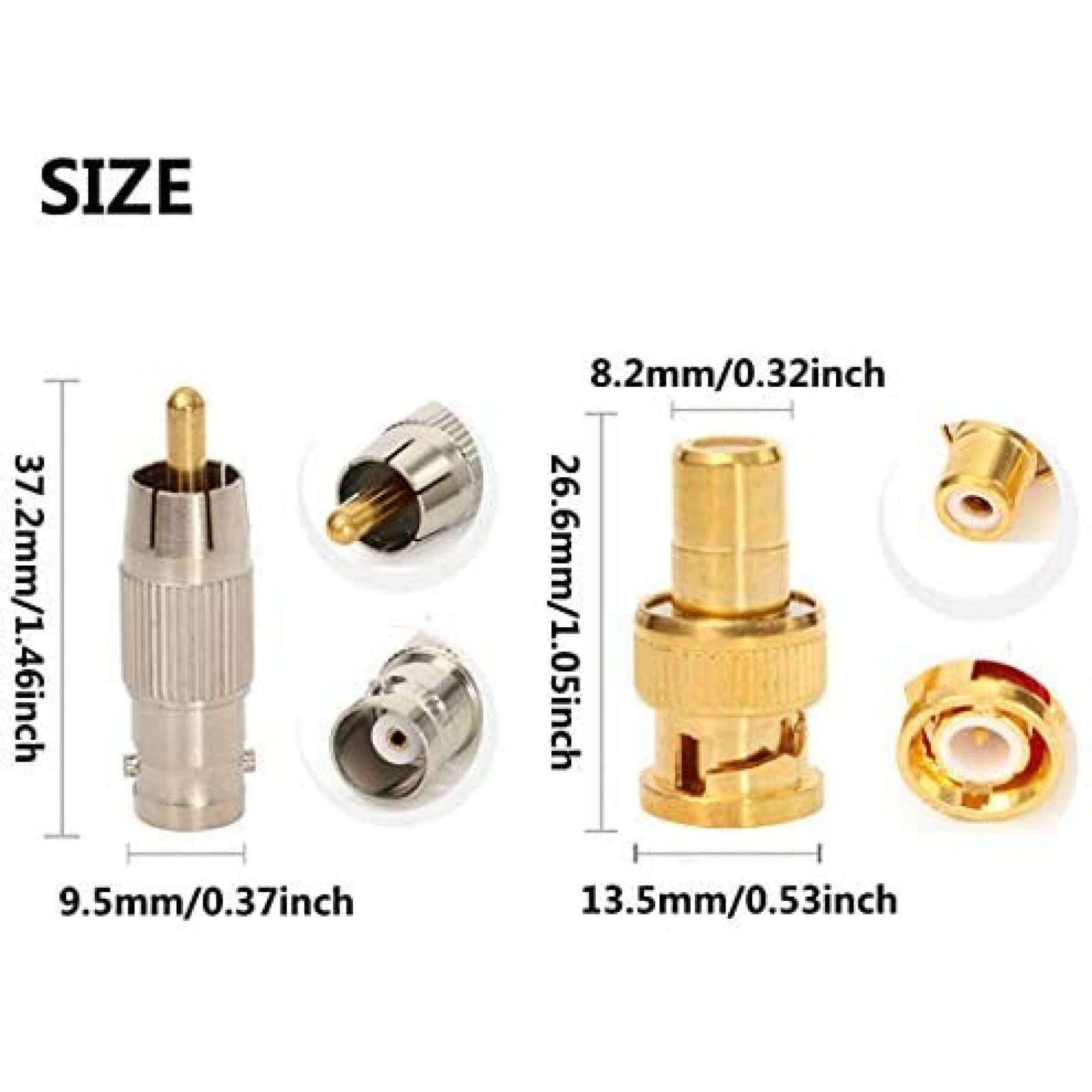 Adaptadores para Cable LBTOEM 8pzas Coaxial BNC a RCA