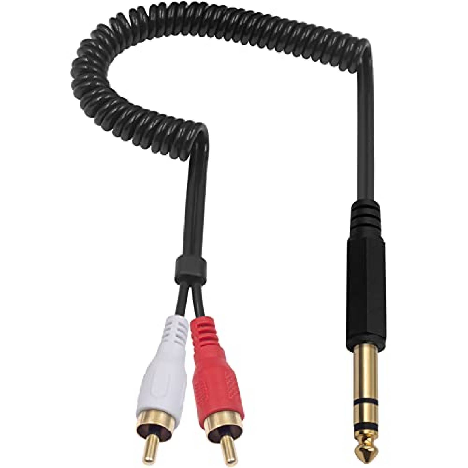 Cable 2 RCA a adaptador 1/4 macho Poyiccot 2.6ft -Negro