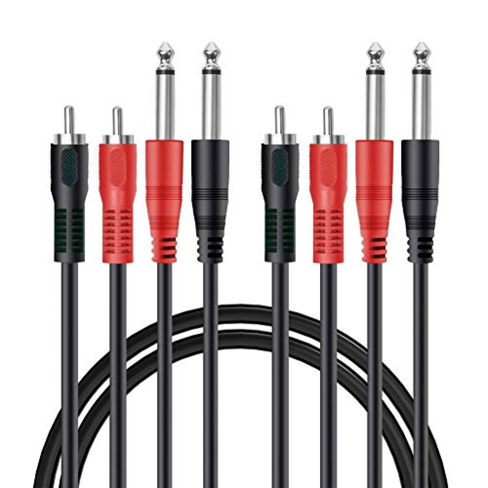Pack cable RCA a 1/4" 6.35mm RFAdapter x2 de 3ft -Negro