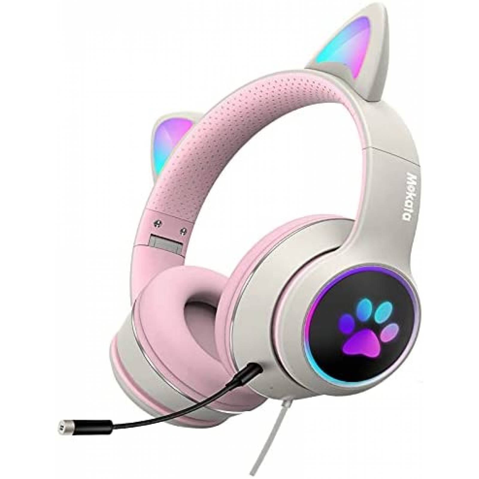 Headset de Gato Mokata Sonido Surround 7.1 USB -Beige