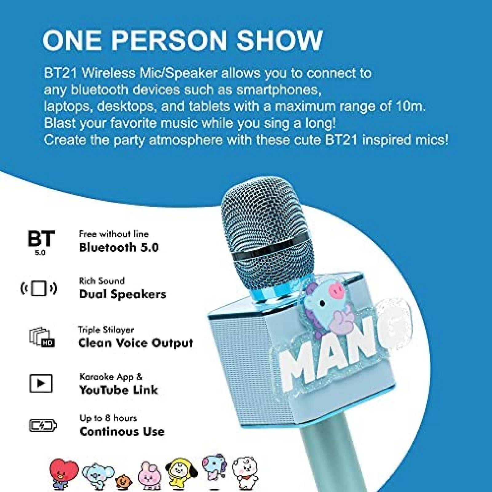 Microfono Inalambrico ROYCHE BTS TATA Bluetooth -Verde