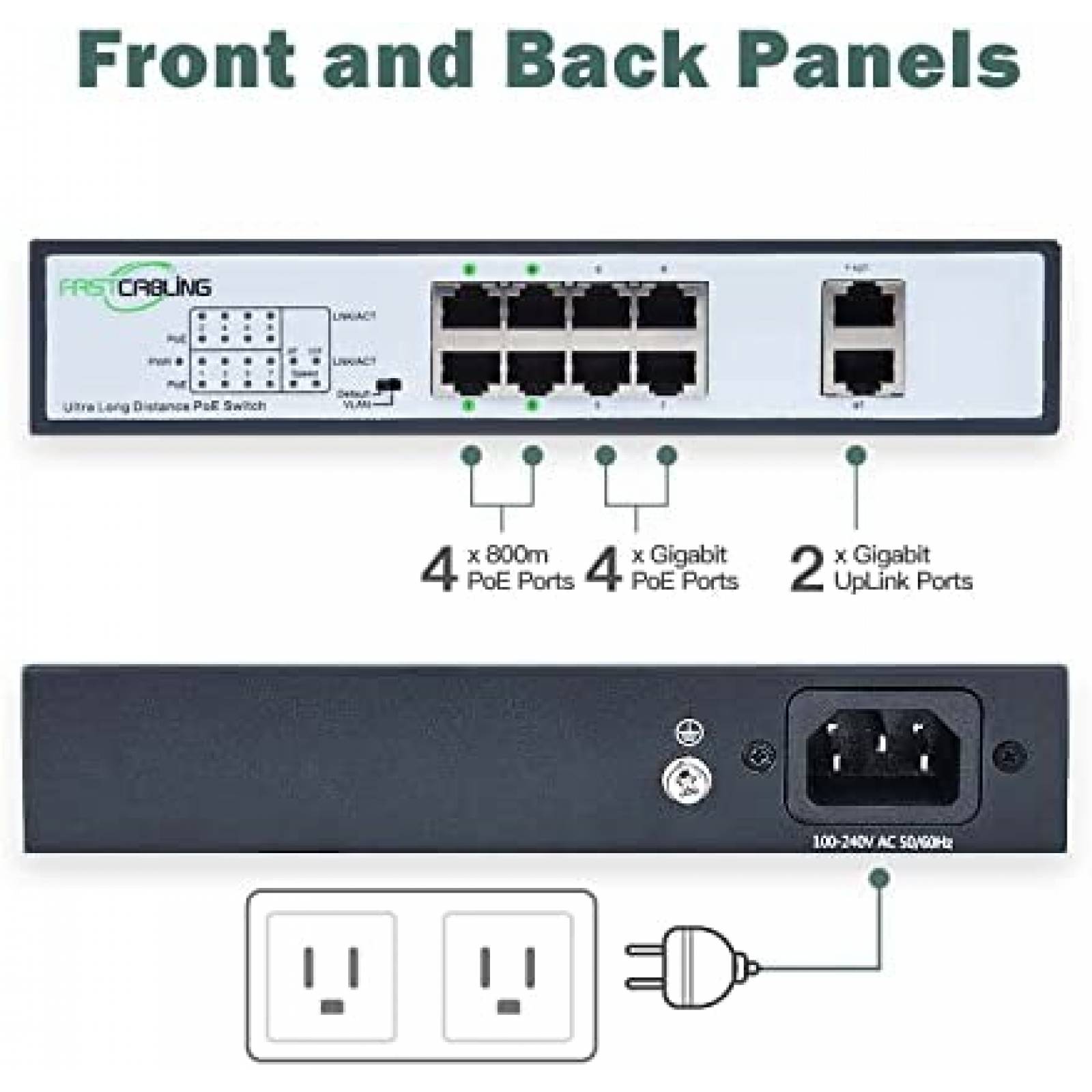 Switch FASTCABLiNG de 8 Puertos Ethernet 10/100Mbp -Negro