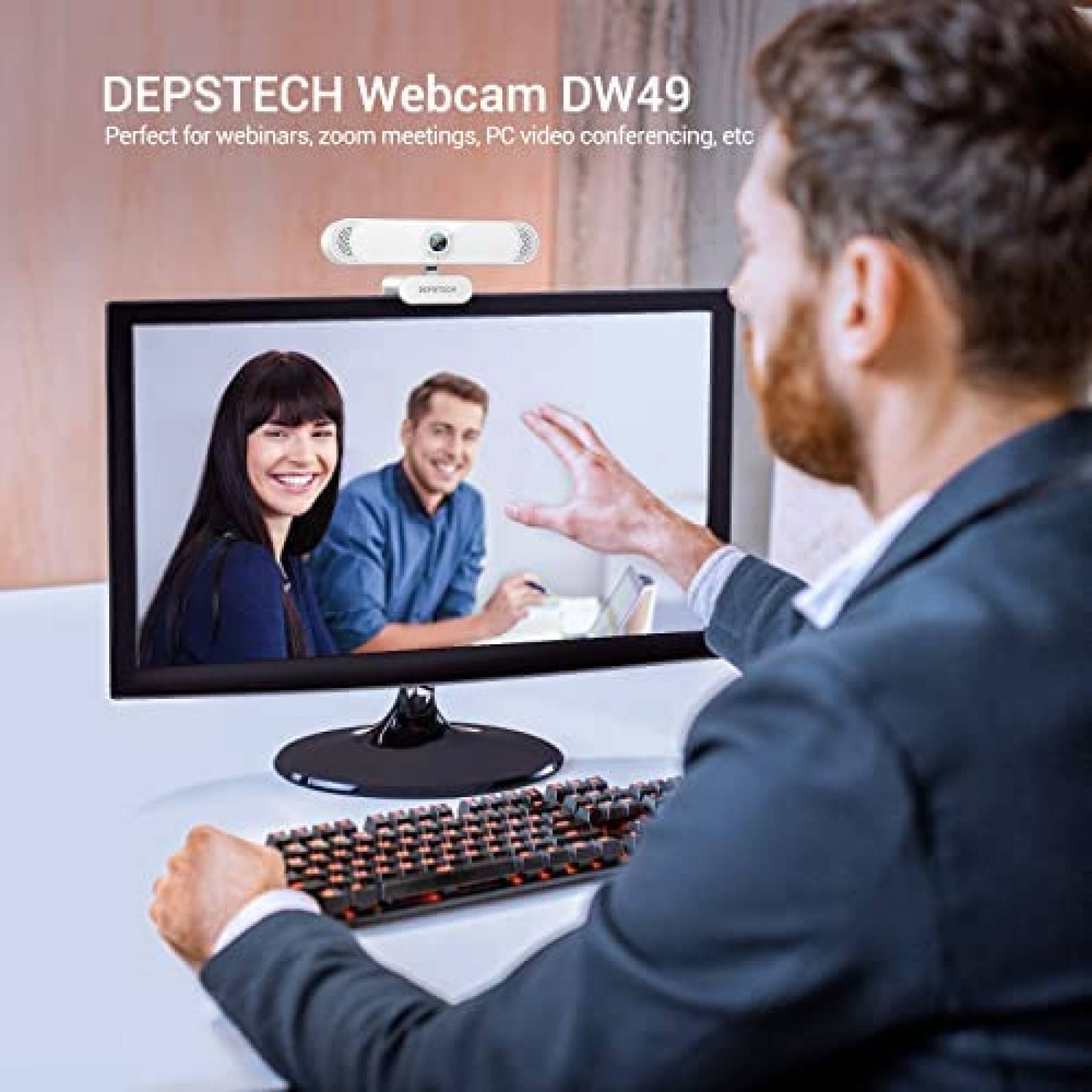Webcam Depstech 4K Enfoque Automatico Microfono -Blanco