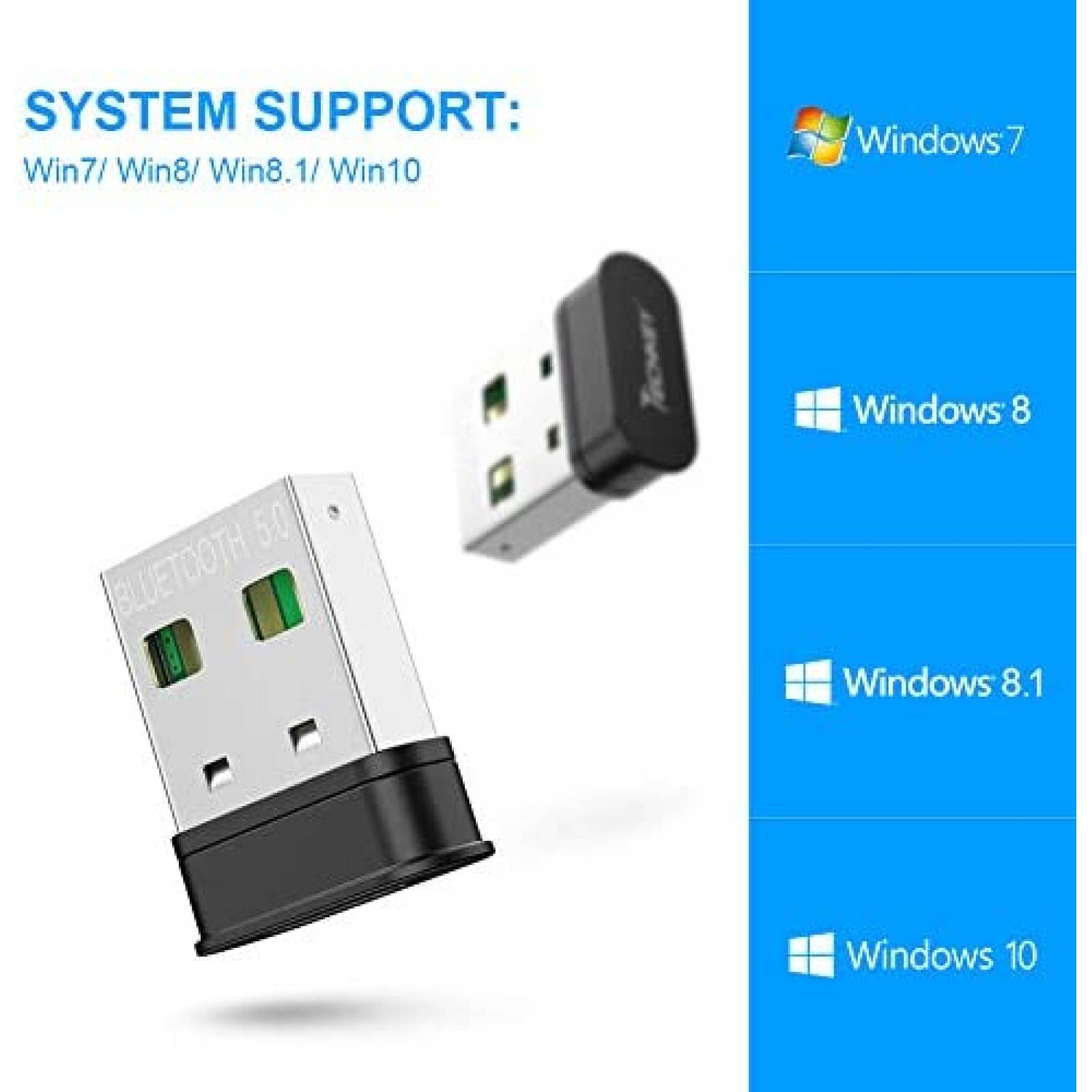 Adaptador Bluetooth 5.0 Techkey USB Mini 5Mps -Negro