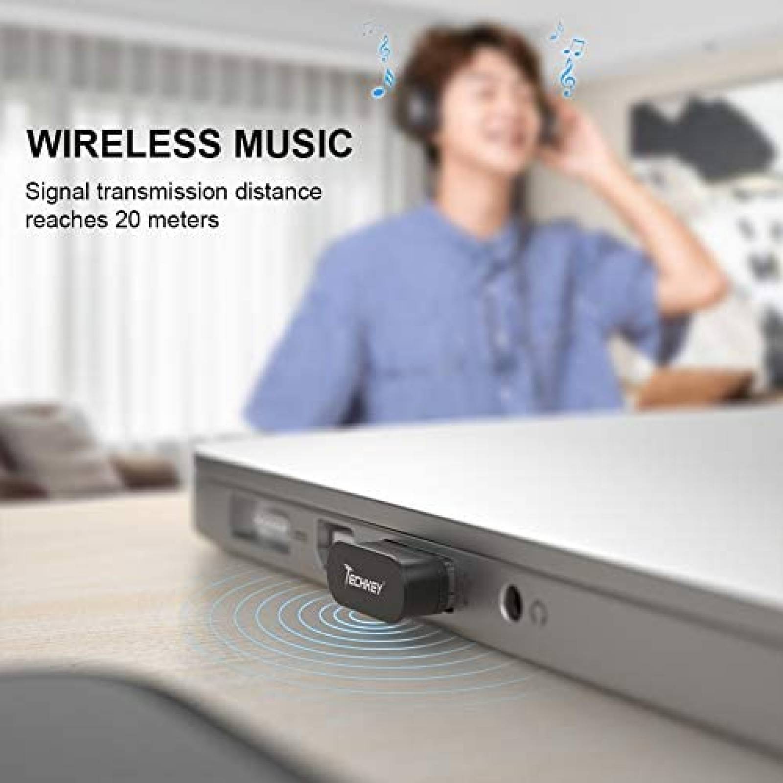 Adaptador Bluetooth 5.0 Techkey USB Mini 5Mps -Negro