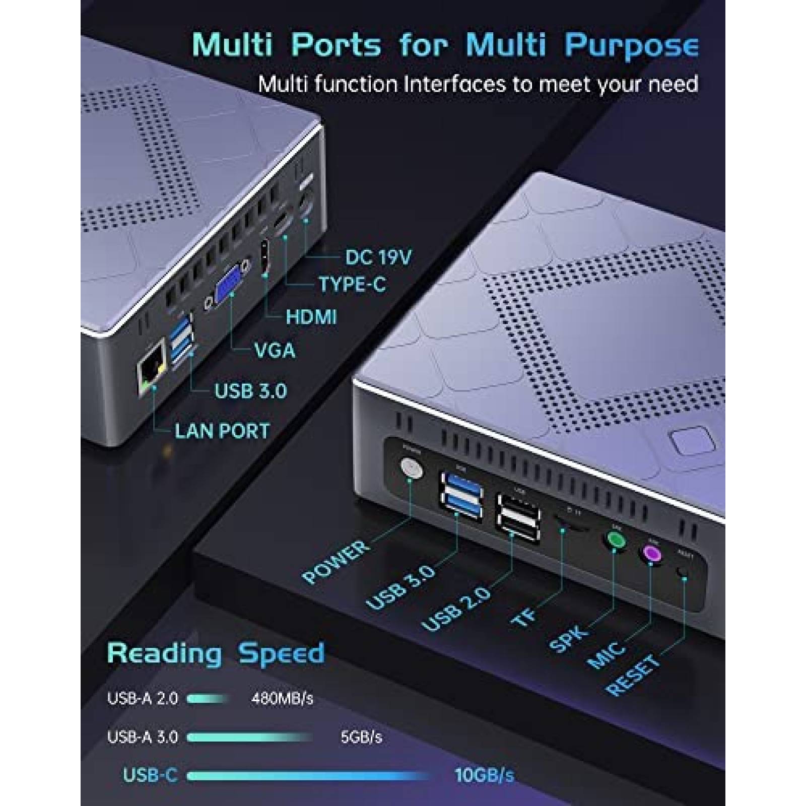 Mini PC OUVISLITE i5-8279U 6GB RAM 512GB SSD Windows 11 Pro