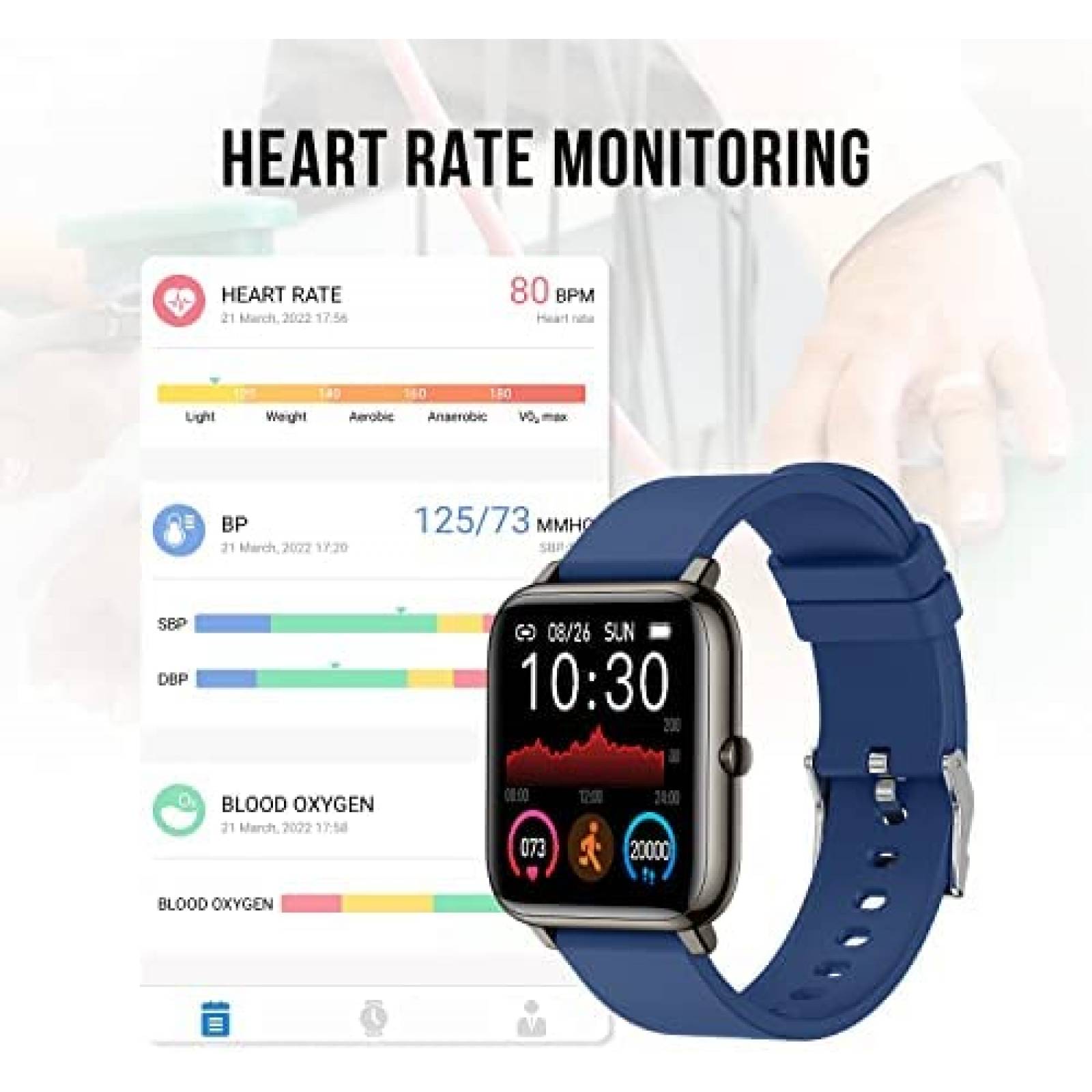 Smartwatch Fitness Donerton de 1.4'' TFT LCD IP67 -Azul