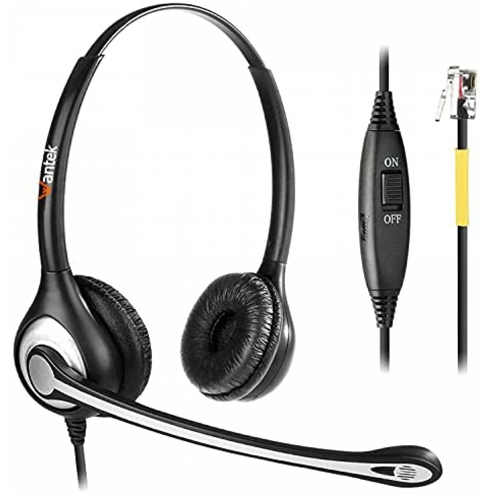 Headset Wantek RJ9 de Entrada RJ45 para Yealink -Negro
