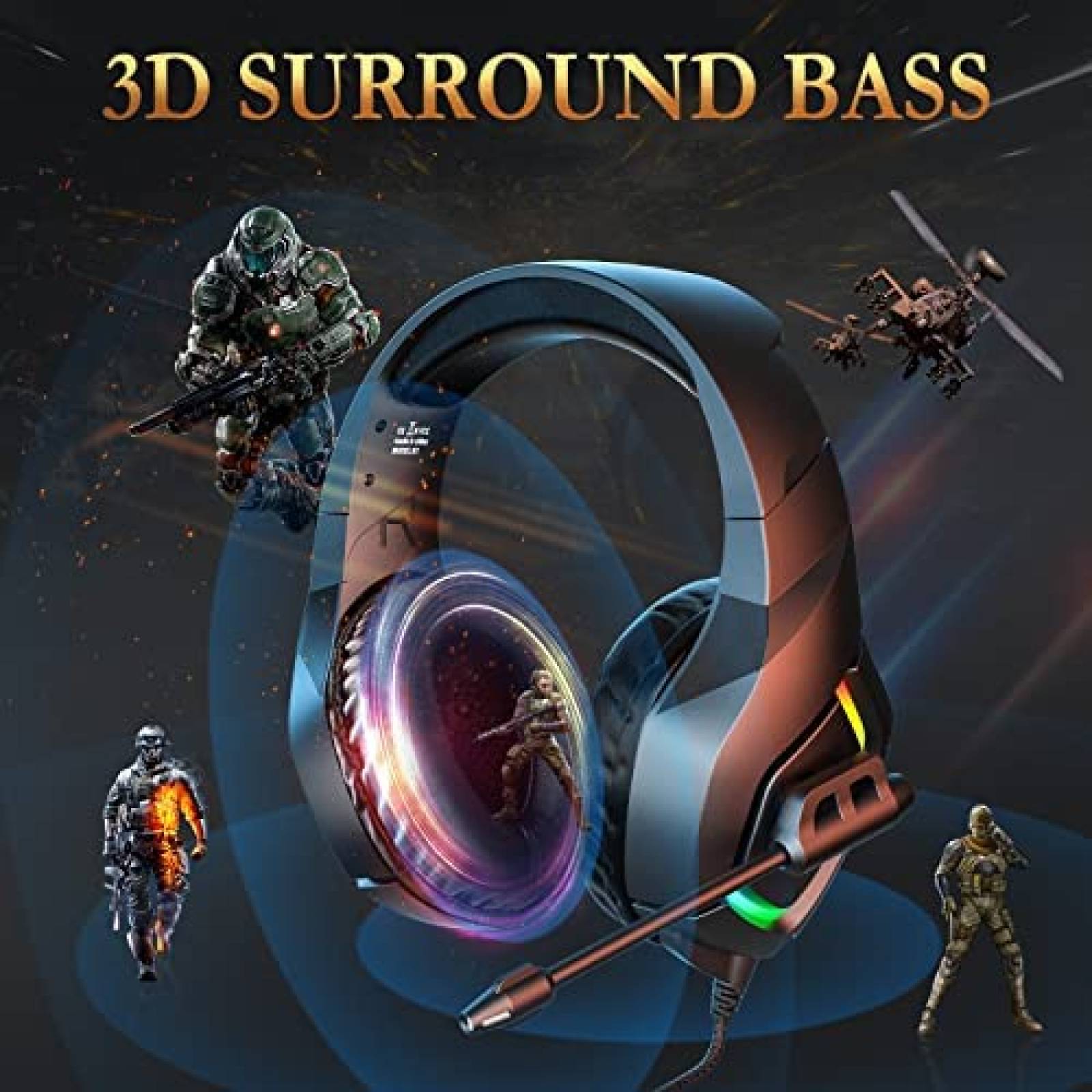 Headset Gamer RUNMUS GAMING con Cancelacion de Ruido -Negro