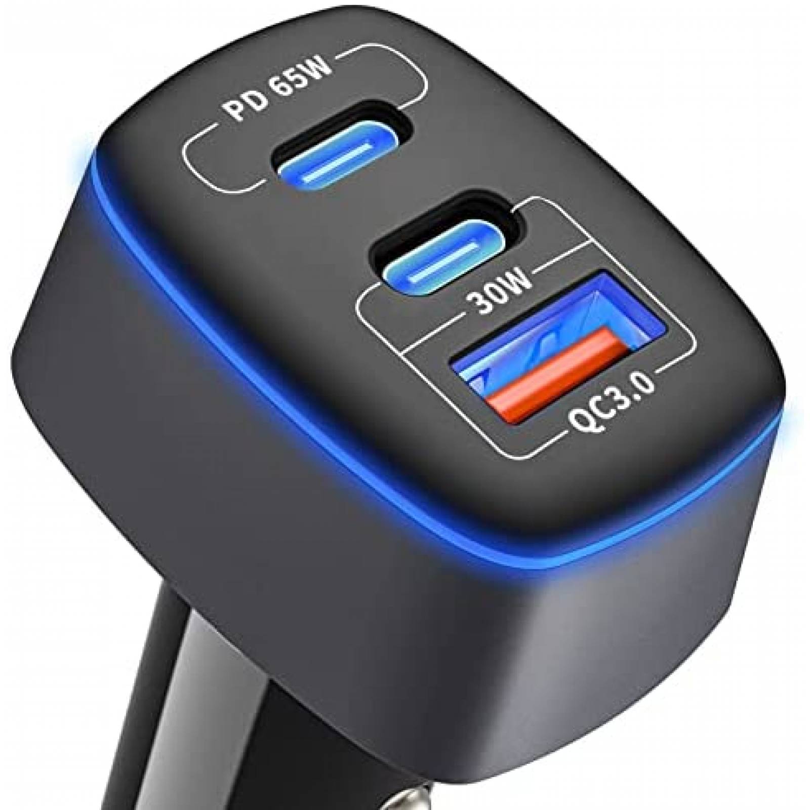 Cargador para Auto SUPERNIGHT 3 Entradas USB/USBC 95W -Negro