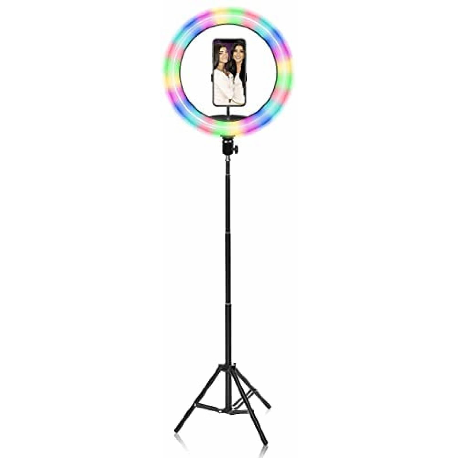 Anillo de luz Dixie & Charli LED de 12 pulgadas con soporte