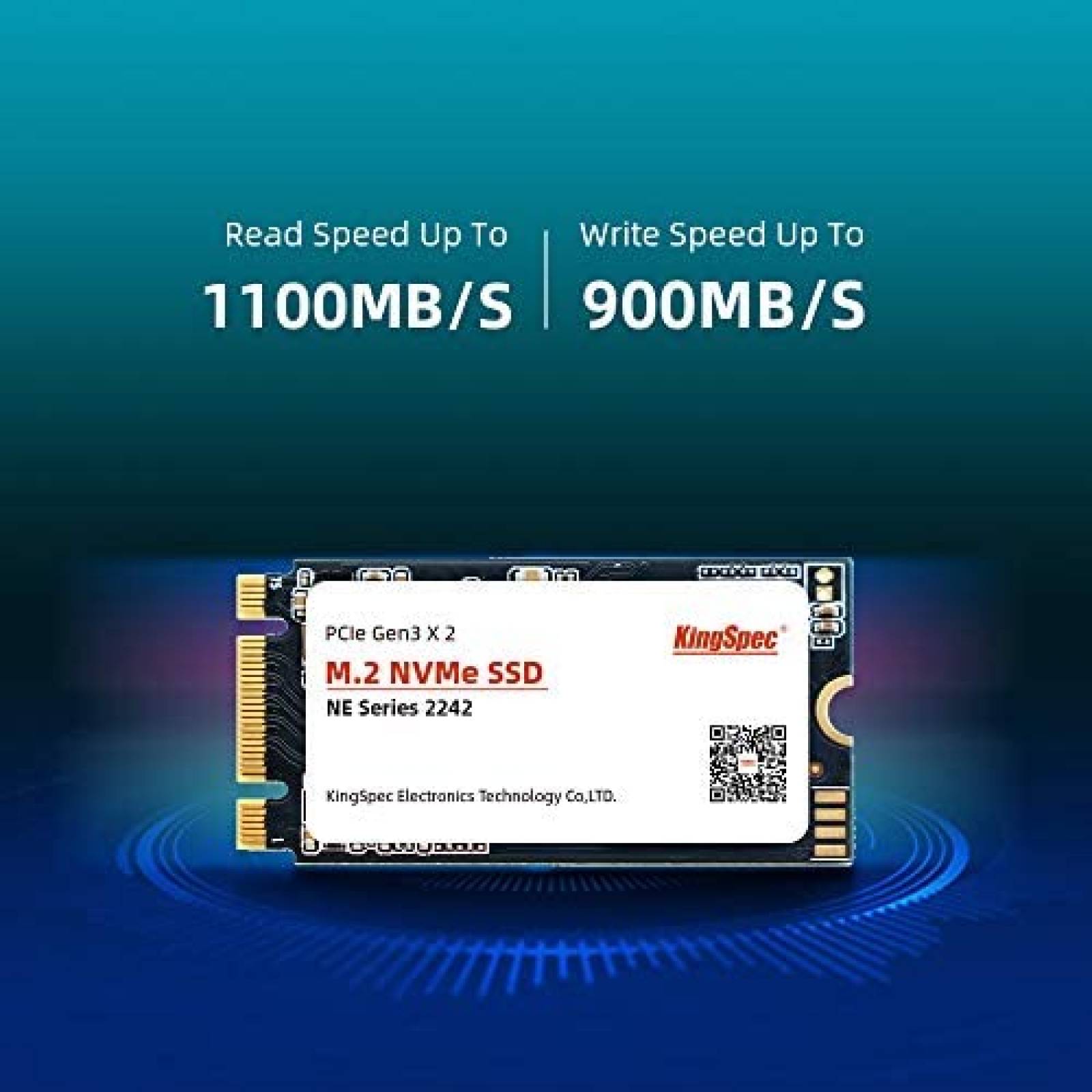 SSD Interno KingSpec 128GB M.2 2242 NVME PCIE 42mm -Blanco