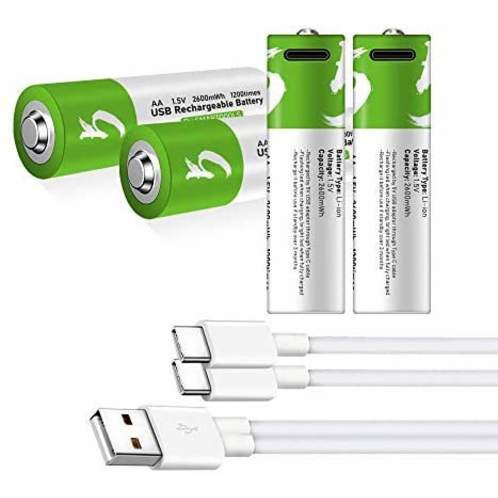 Paquete Baterias Recargables AA Brand Registry 4pzas -Verde