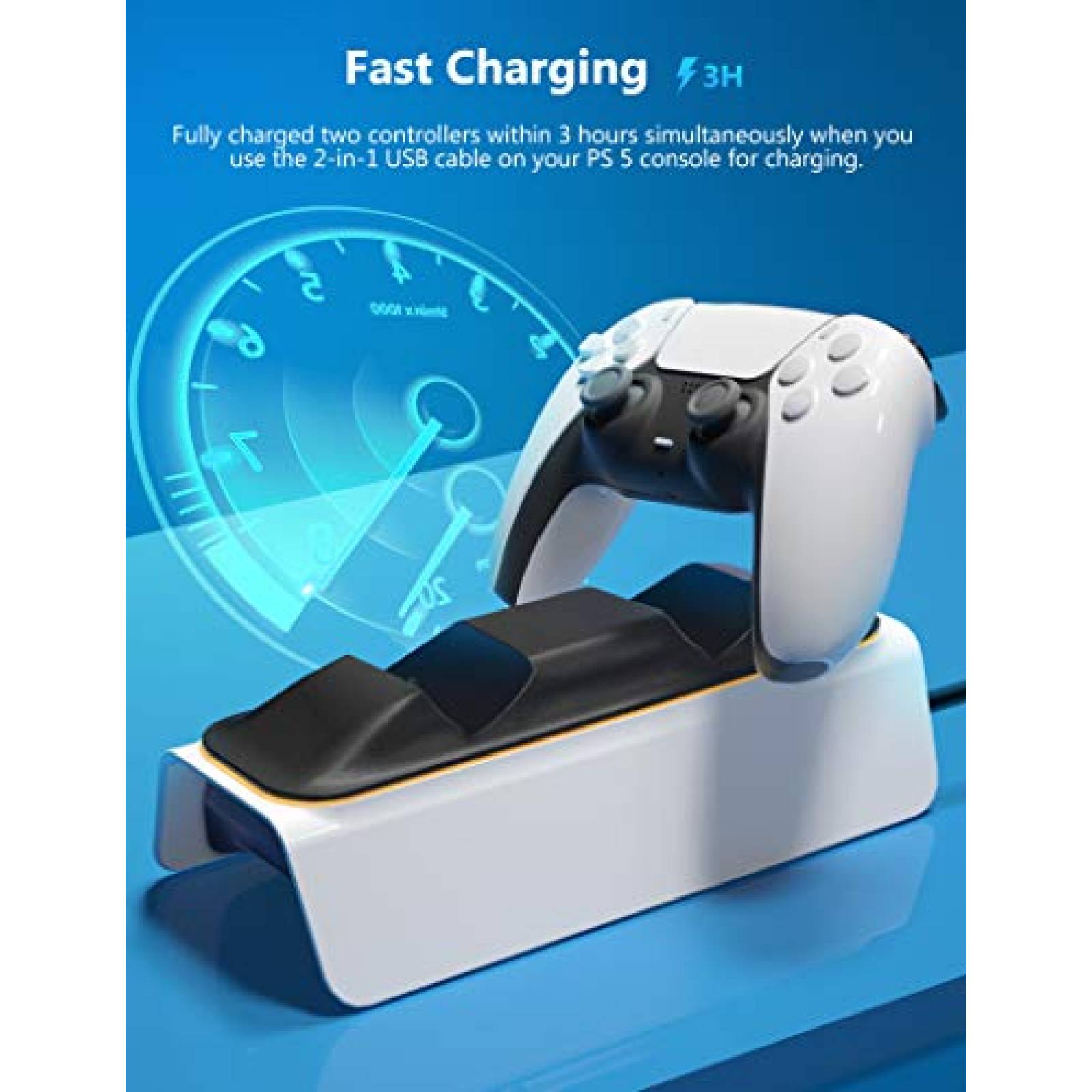 Stand para control PS5 Kasmotion con cargador -Blanco