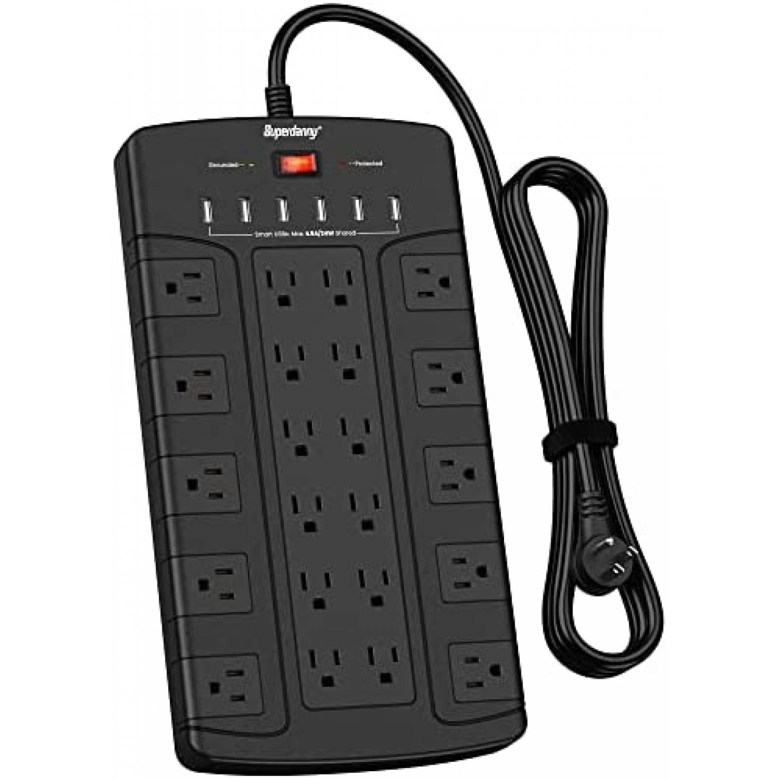 Multicontacto SUPERDANNY 22 Entradas y 6 Puertos USB -Negro