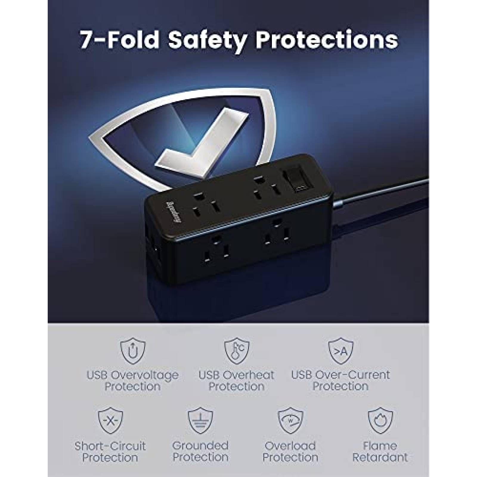 Multicontacto SUPERDANNY de 6 Entradas y 3 Puertos USB
