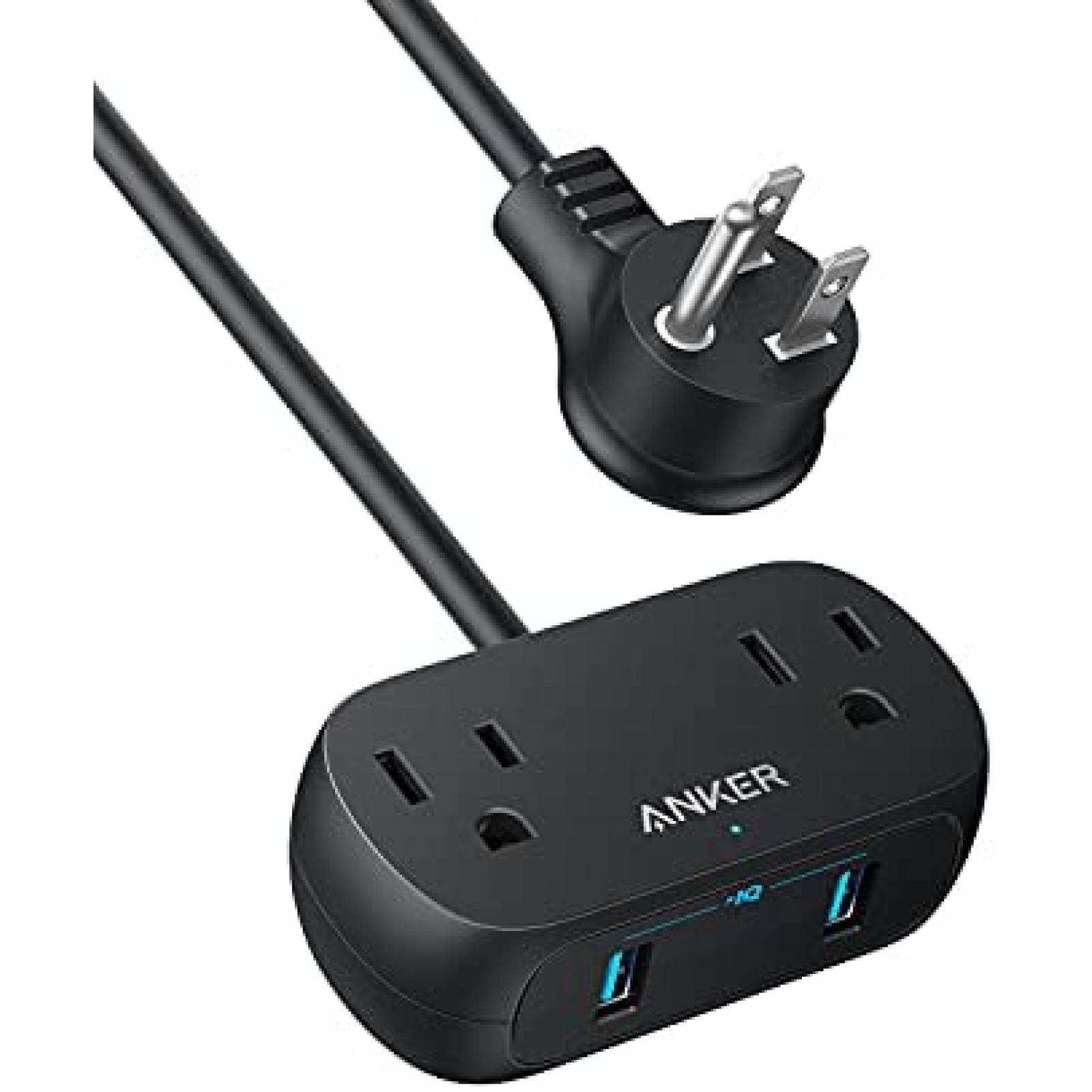 Multicontactos Anker con 2 Entradas AC y 2 USB -Negro