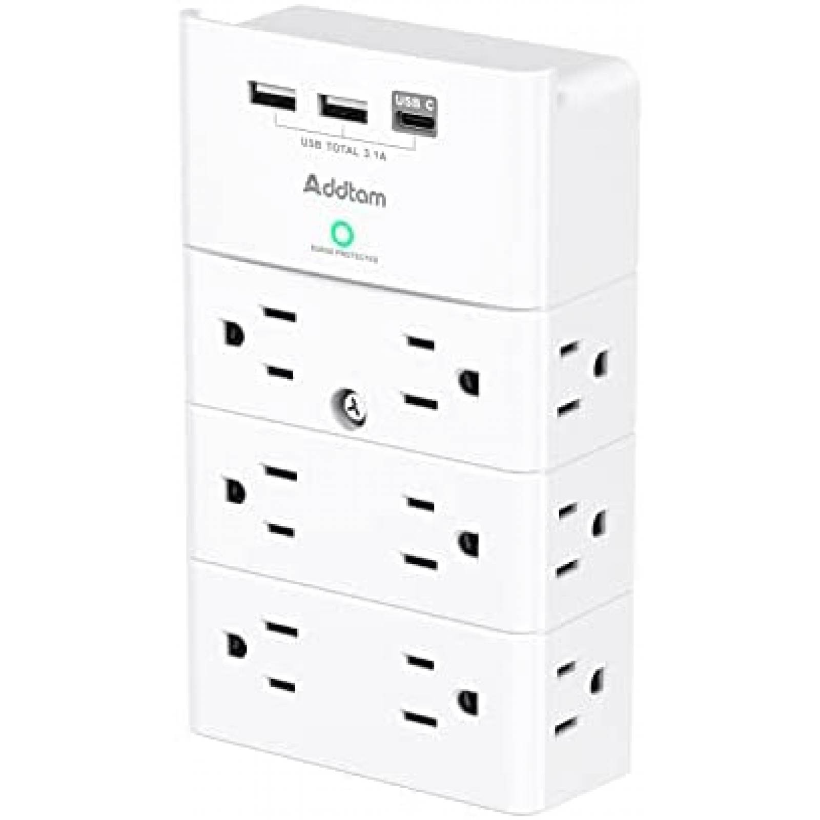 Multicontactos Addtam de 12 Salidas AC/3 USB/1 USB C -Blanco
