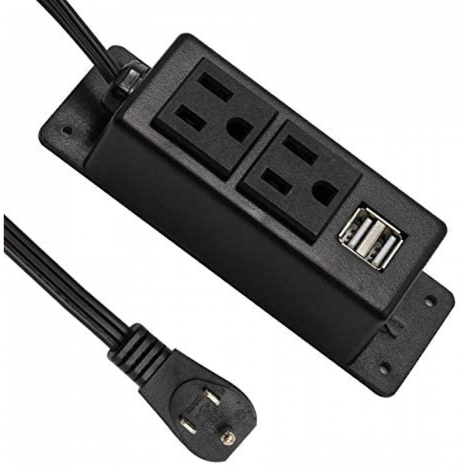 Multicontacto BTU de 2 Entradas y 2 Puertos USB -Negro