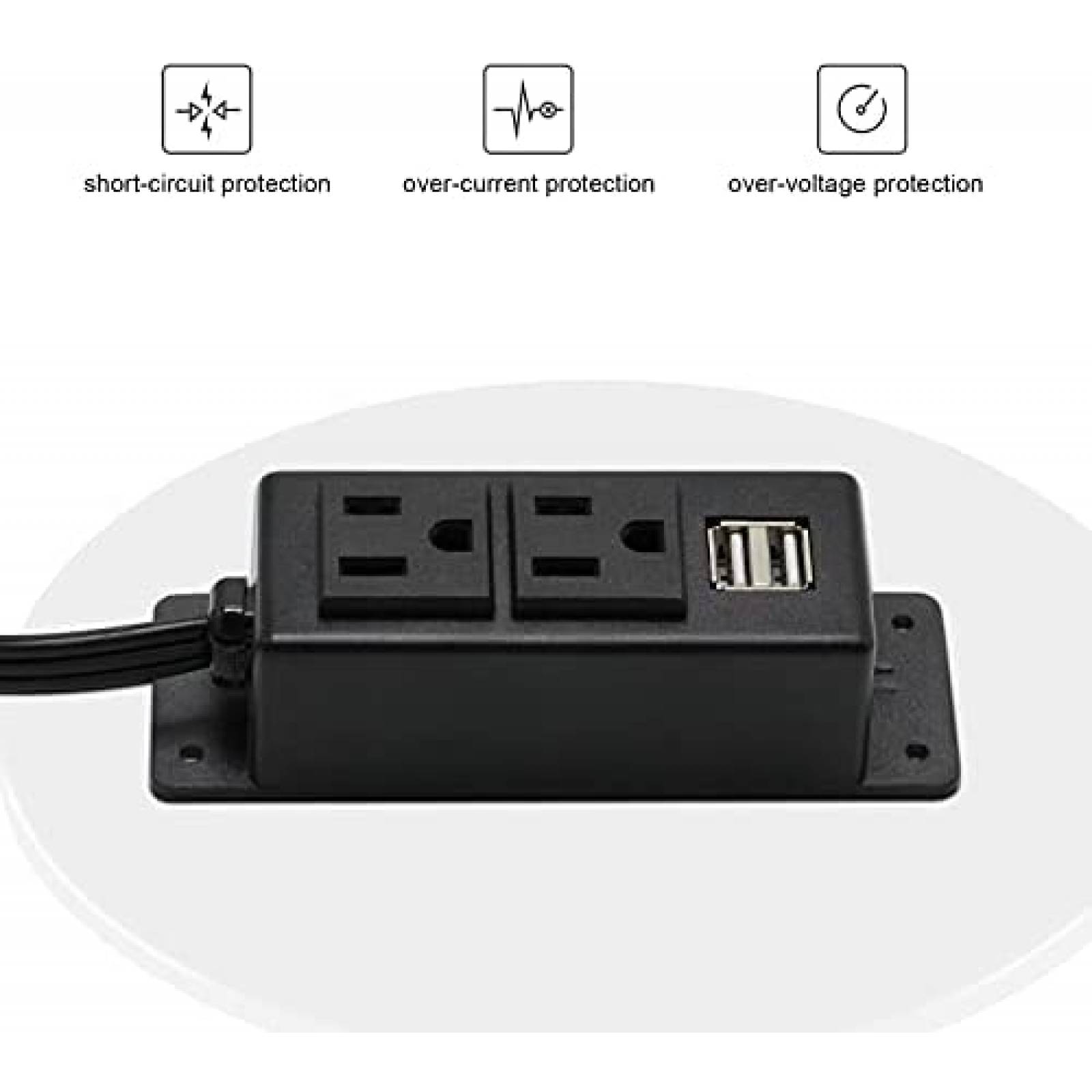 Multicontacto BTU de 2 Entradas y 2 Puertos USB -Negro