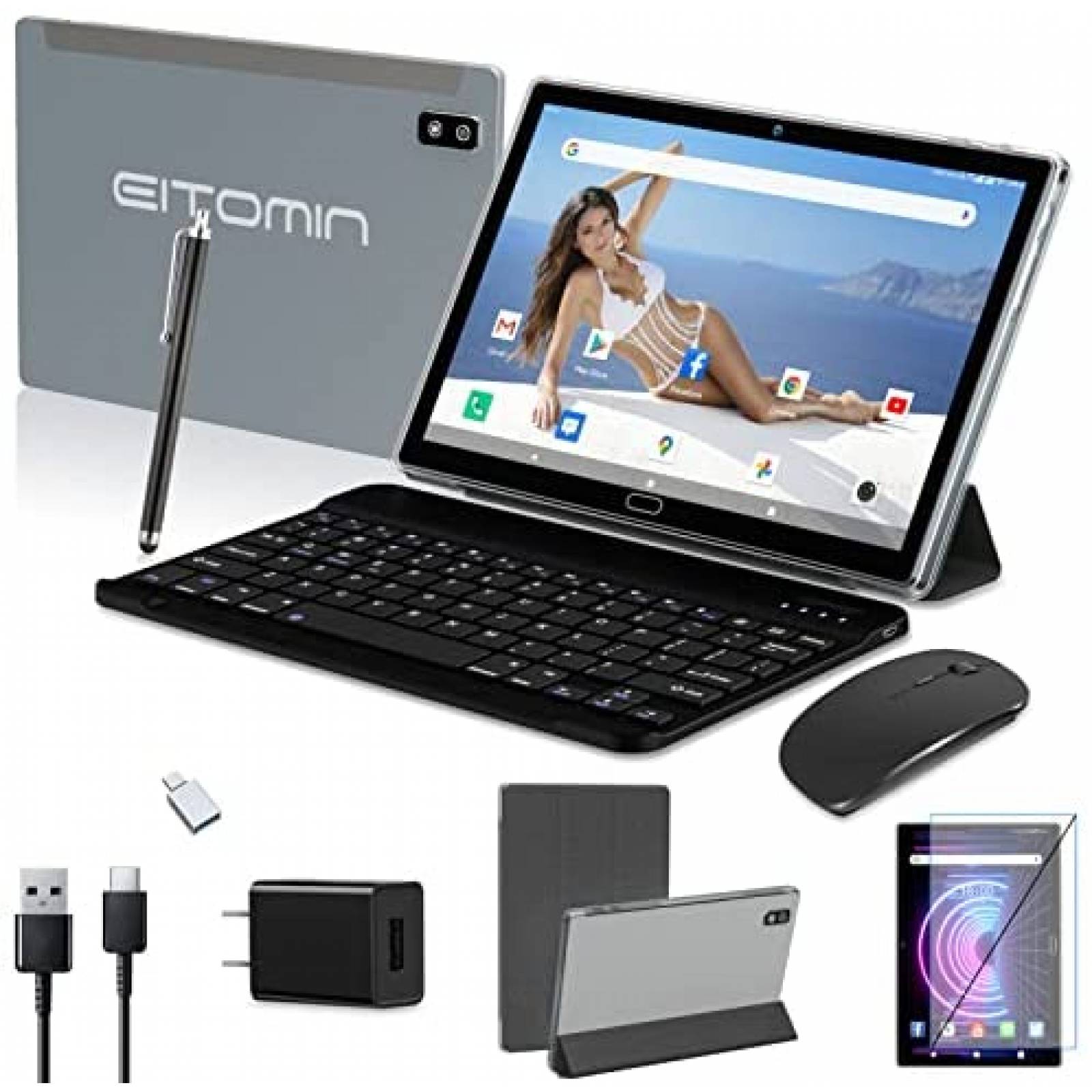 Tablet 2 en 1 EITOMIN 10'' 4GB 64GB OctaCore Con Teclado