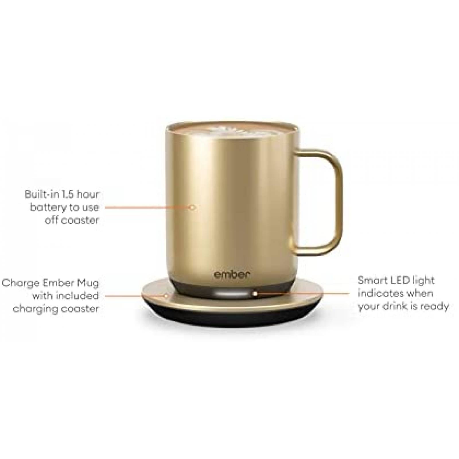 Termo Ember CM191004US Inteligente App Temperatura Dorado