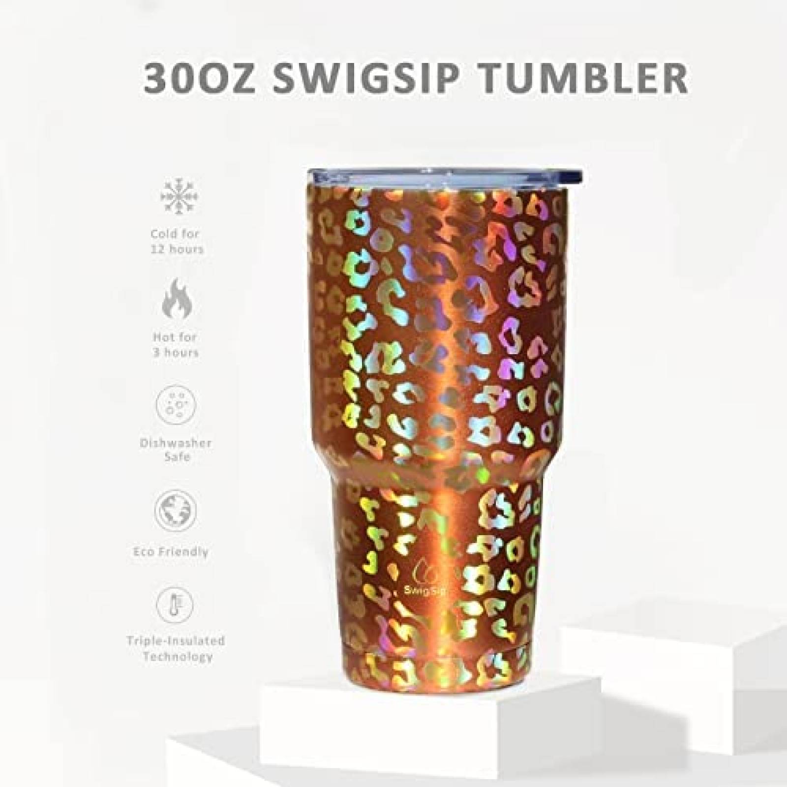 Termo con Tapa Swig Sip 900ml Animal Print -Oro Rosa