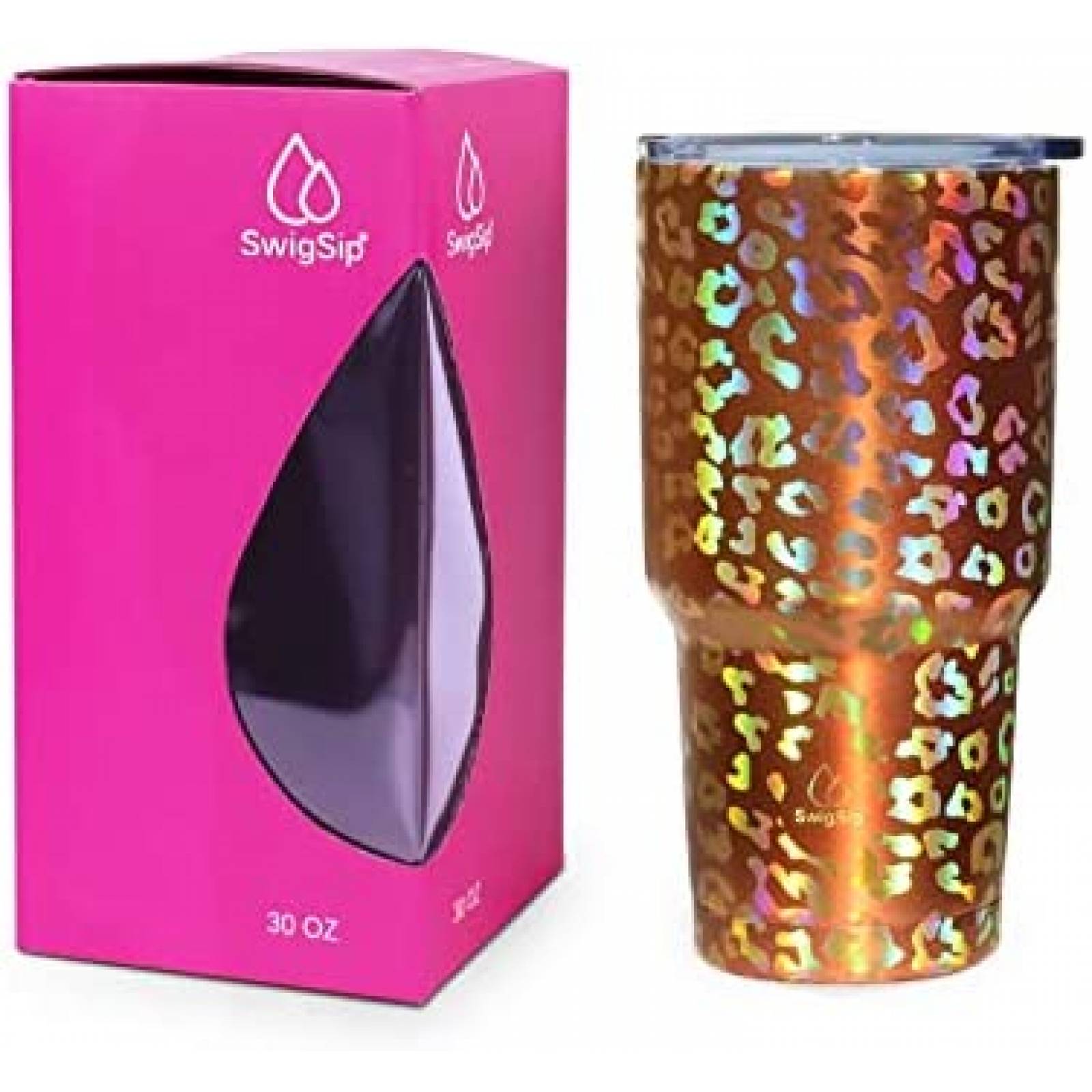 Termo con Tapa Swig Sip 900ml Animal Print -Oro Rosa