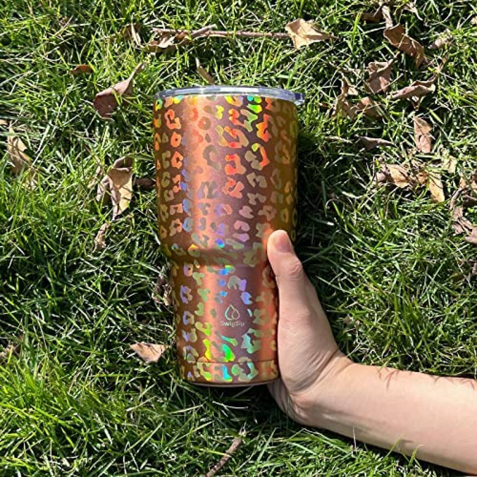 Termo con Tapa Swig Sip 900ml Animal Print -Oro Rosa