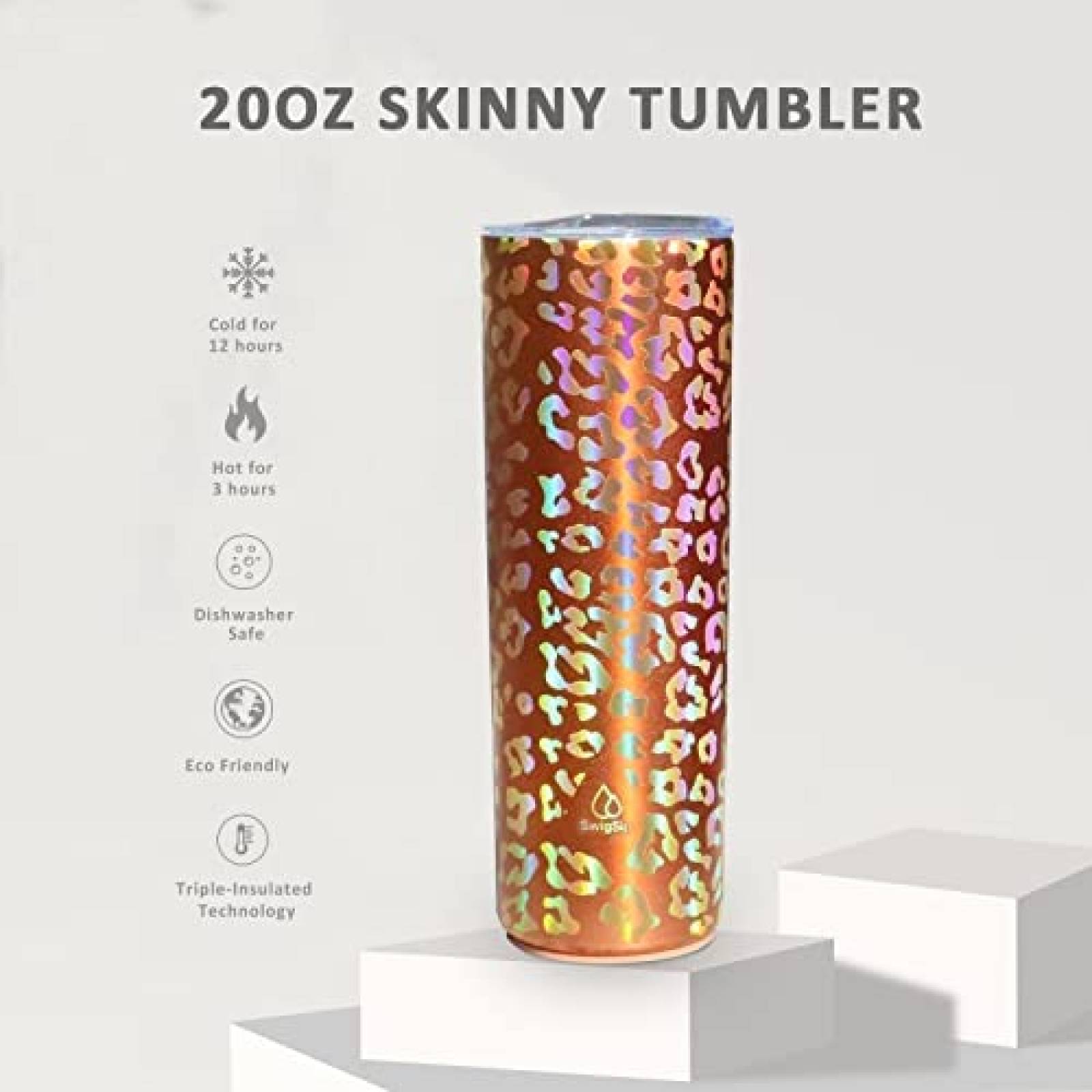 Termo con Tapa Swig Sip 600ml Animal Print -Oro Rosa