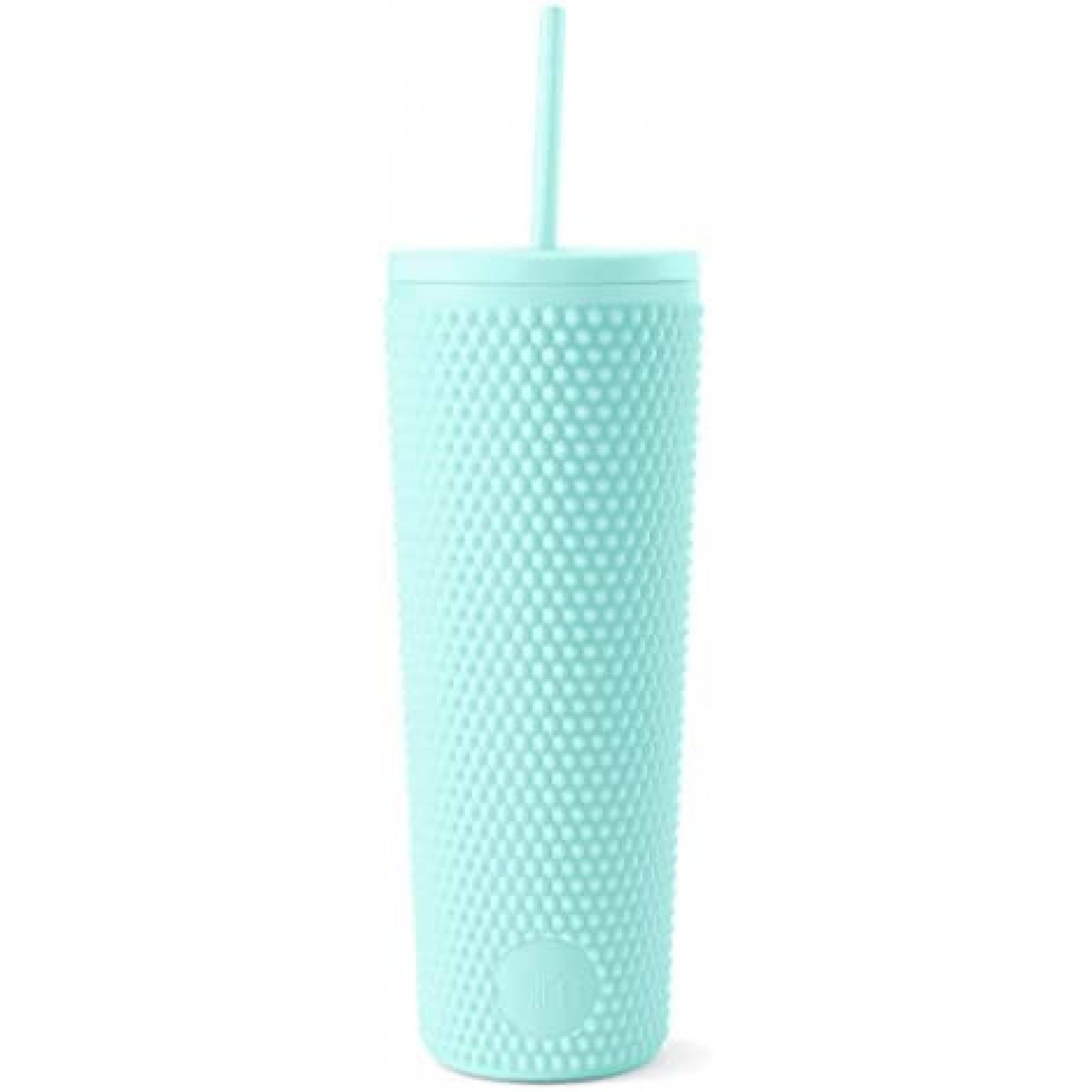 Termo con Popote y Tapa Simple Modern de Plastico 710ml Azul