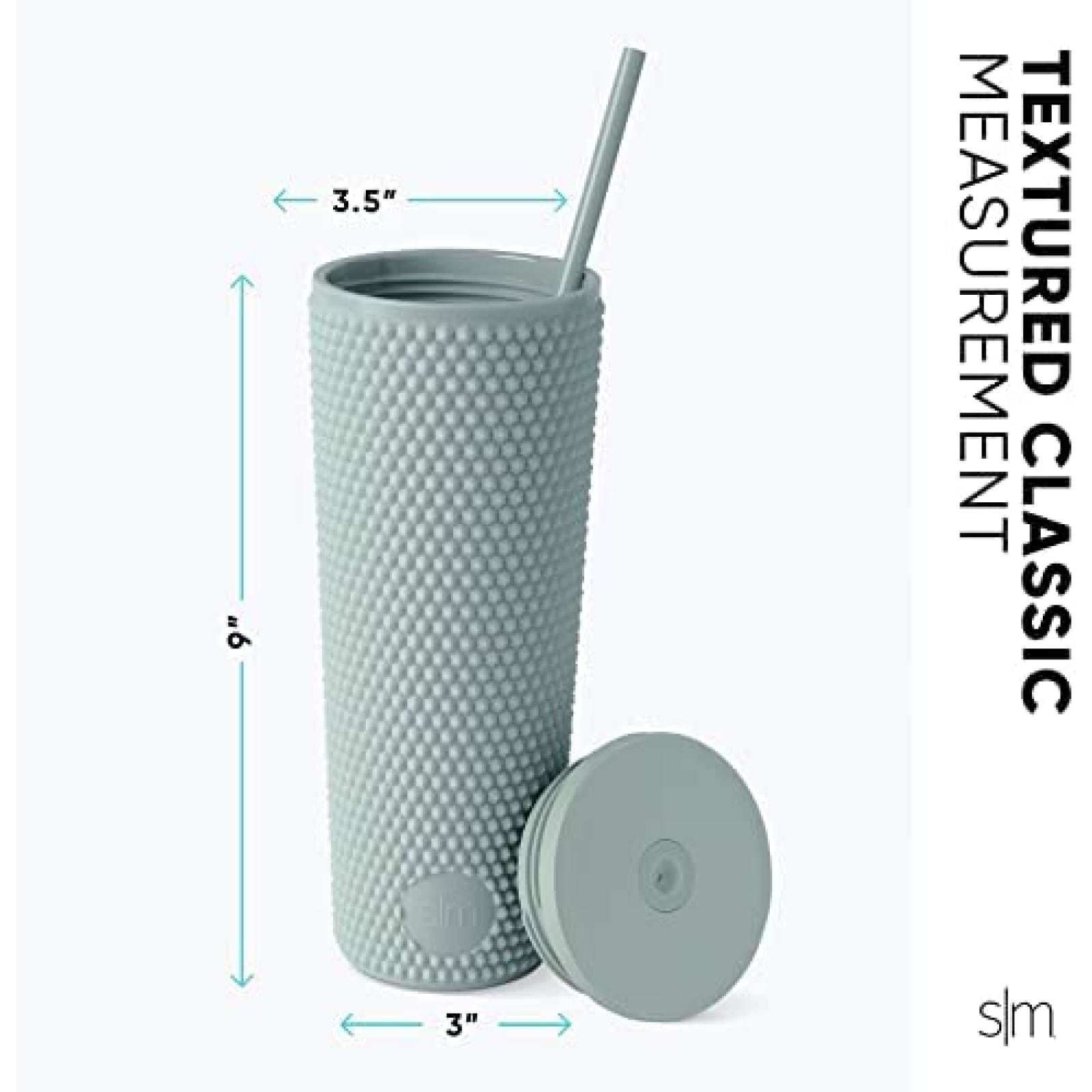 Termo con Popote y Tapa Simple Modern de Plastico 710ml Azul