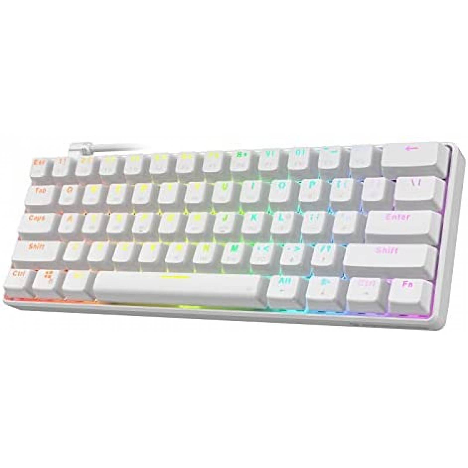 Teclado Punkston TH61 60% Mecanico Programable -Blanco