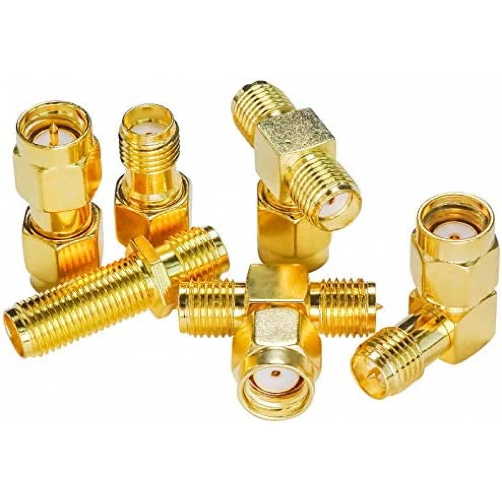 Kit Conectores Peakelect 15 Pzs SMA Macho Hembra RP -Dorado