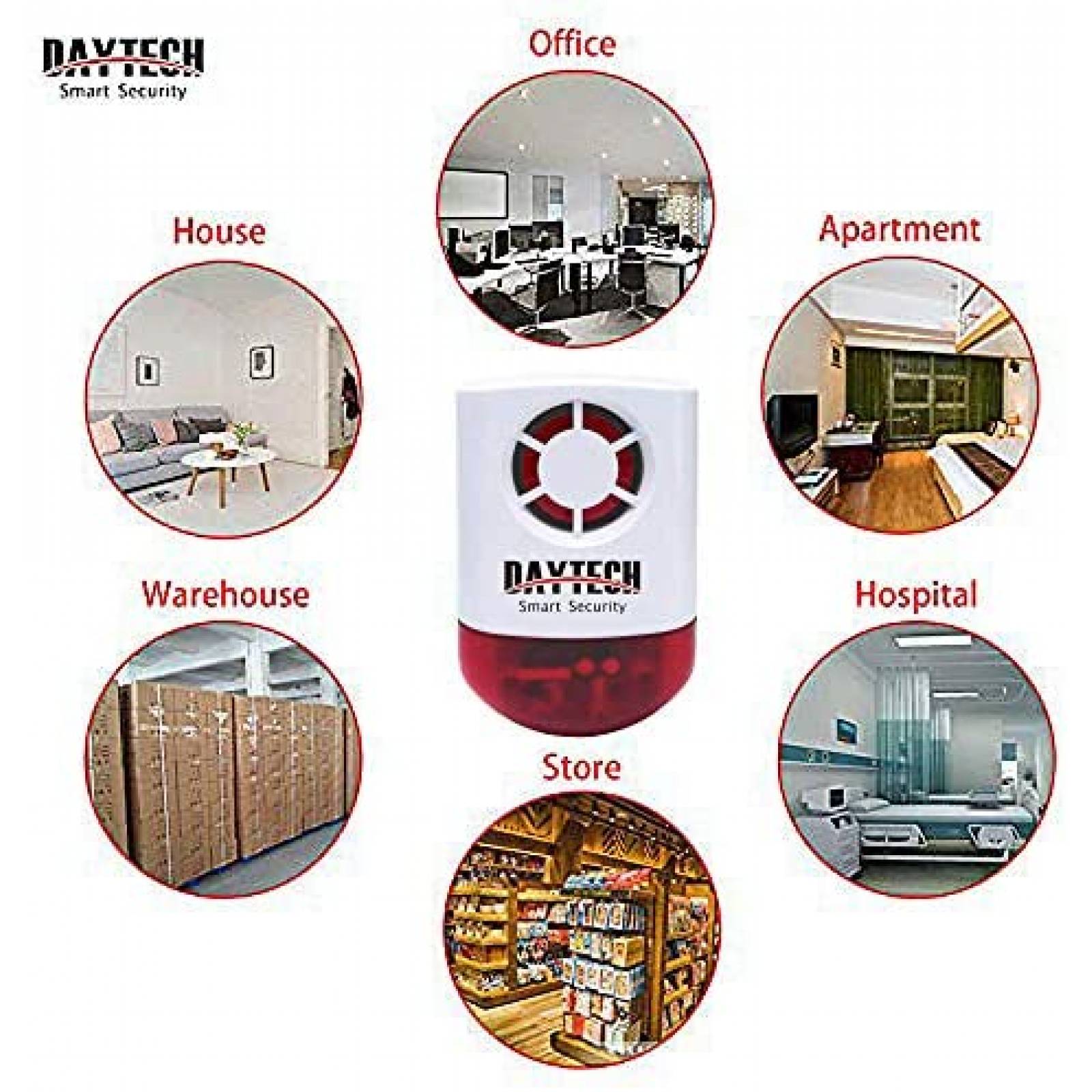 Alarma Daytech Strobe Siren Exteriores SOS flash -Blanco