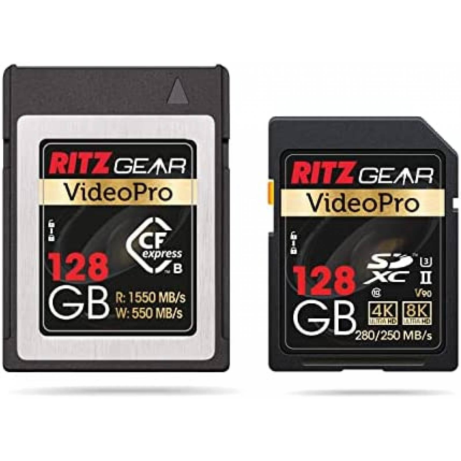 2 Tarjetas de Memoria Ritz Gear Video Pro CFXB + SD 128GB