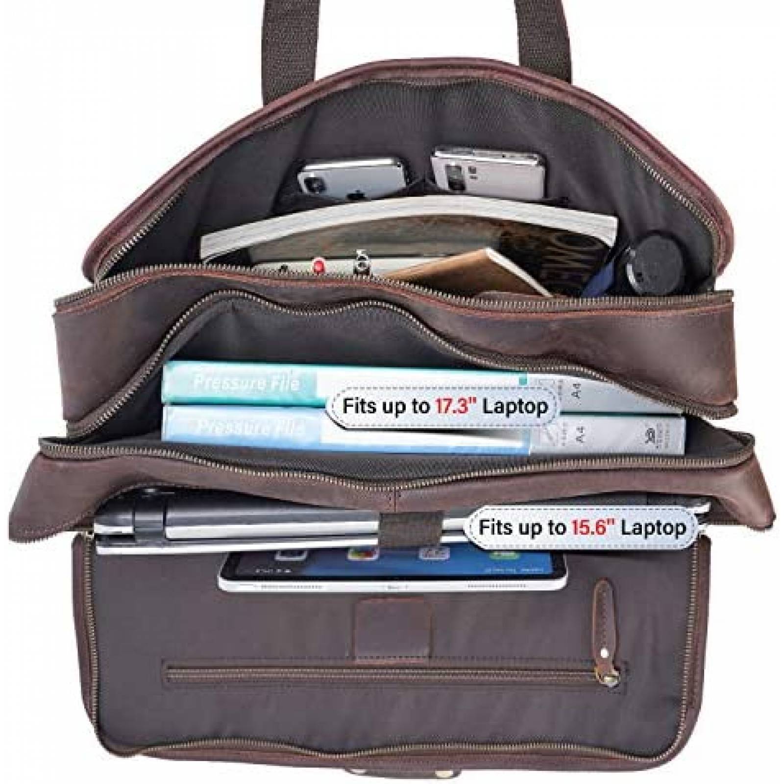 Maletin para Laptop Compalo de Piel para Laptop -Cafe