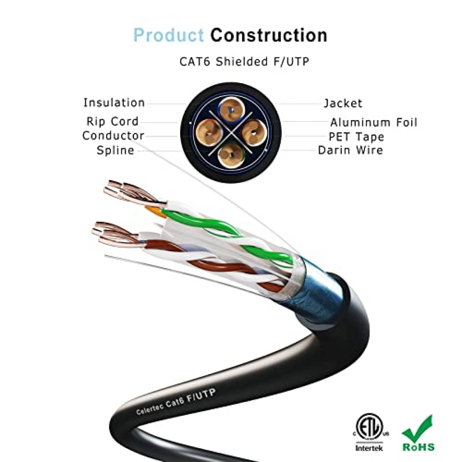 Cable Ethernet Celertec CAT6 Blindado 152m 23 AWG 550 MHz