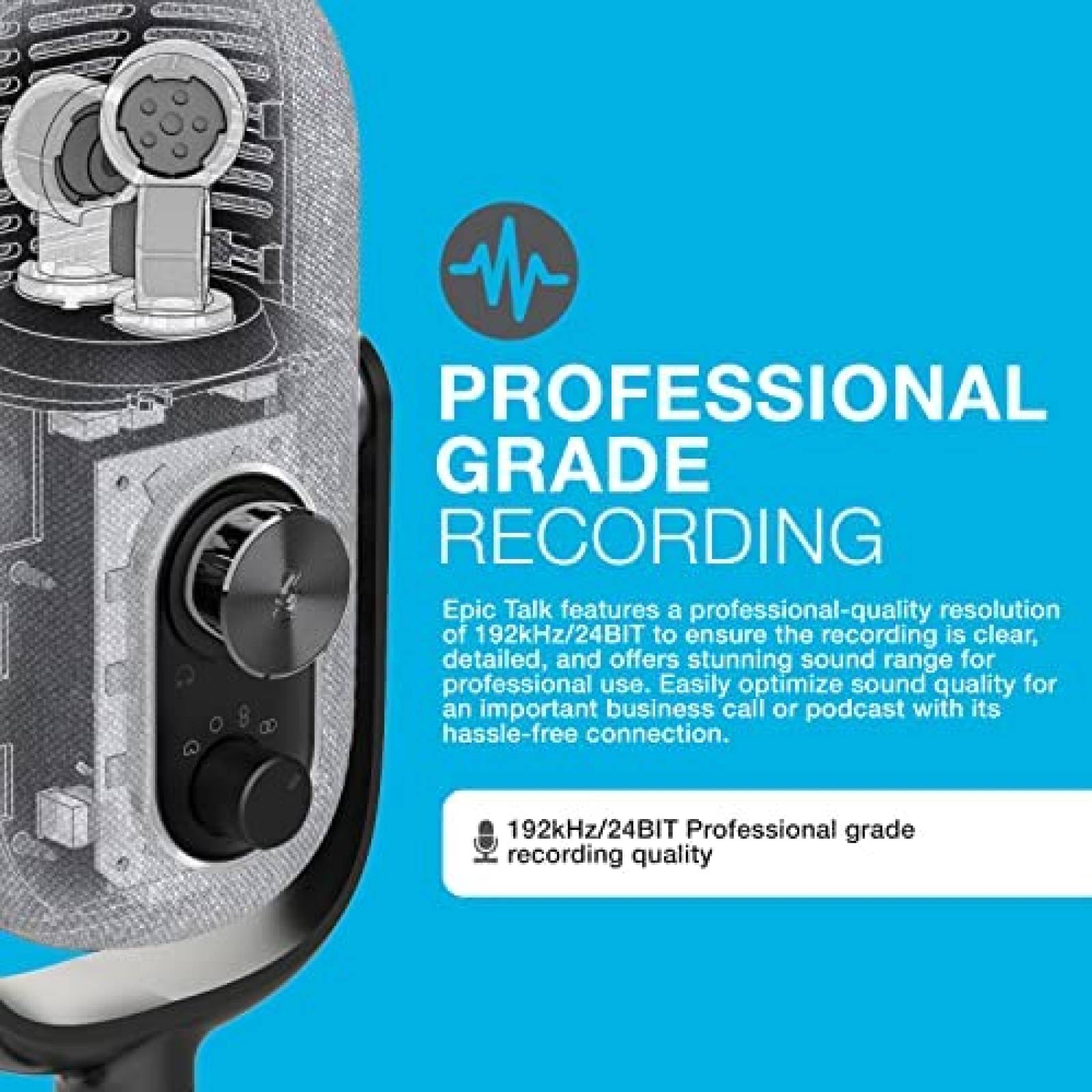 Microfono JLab Epic Talk Cardioide Bidireccional USB-C -Gris